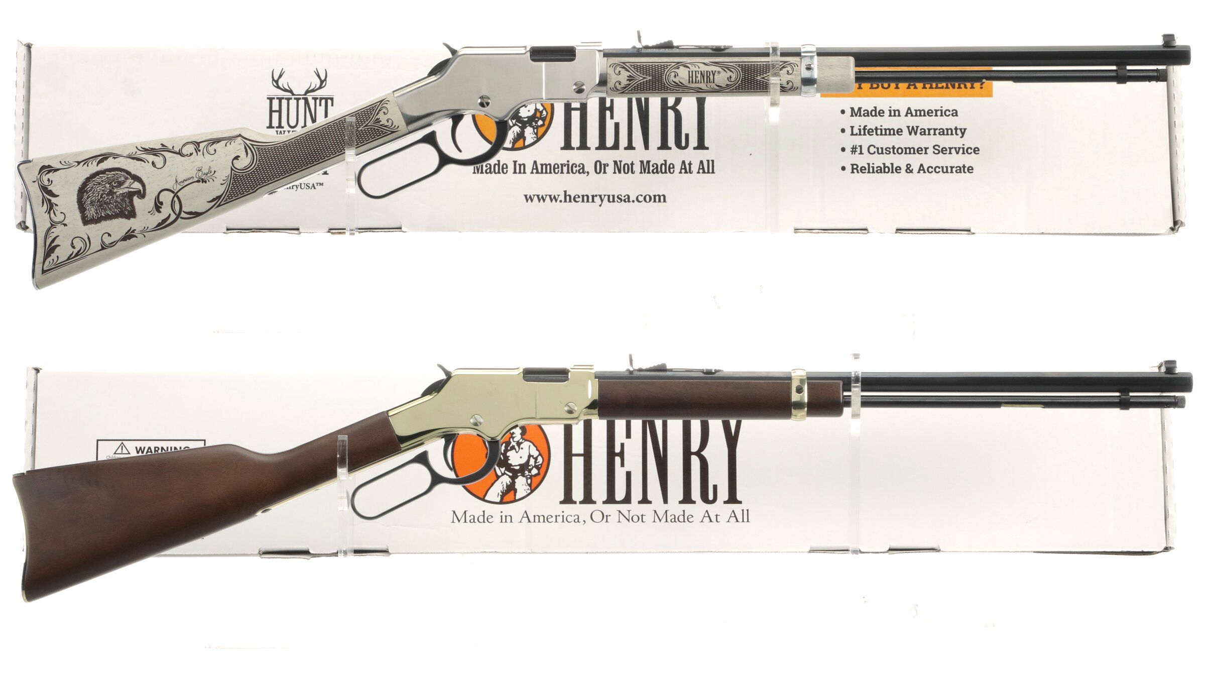 Two Henry Lever Action Rifles with Boxes | Rock Island Auction