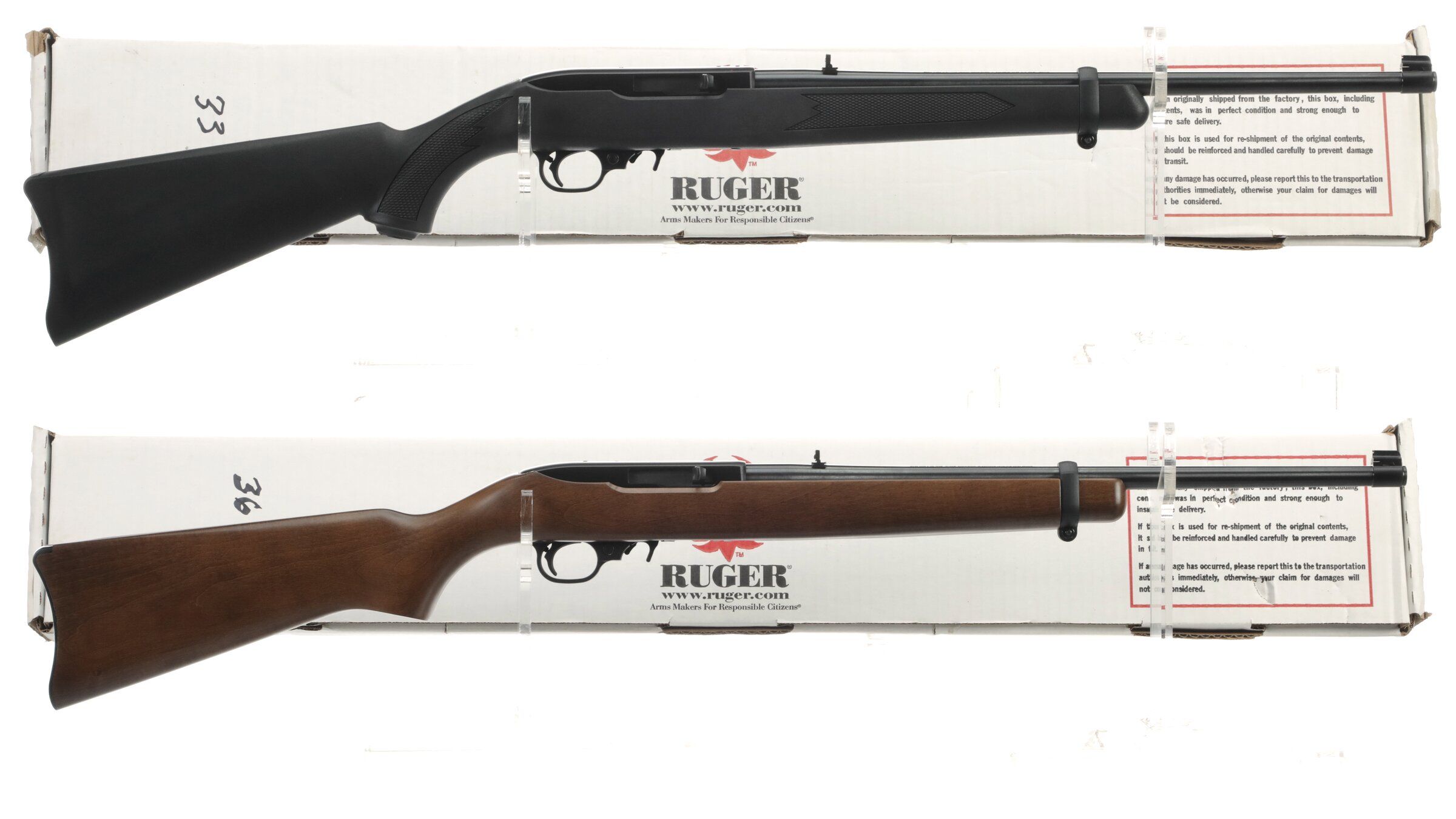 Two Ruger Model 10/22 Semi-Automatic Rifles with Boxes | Rock Island ...