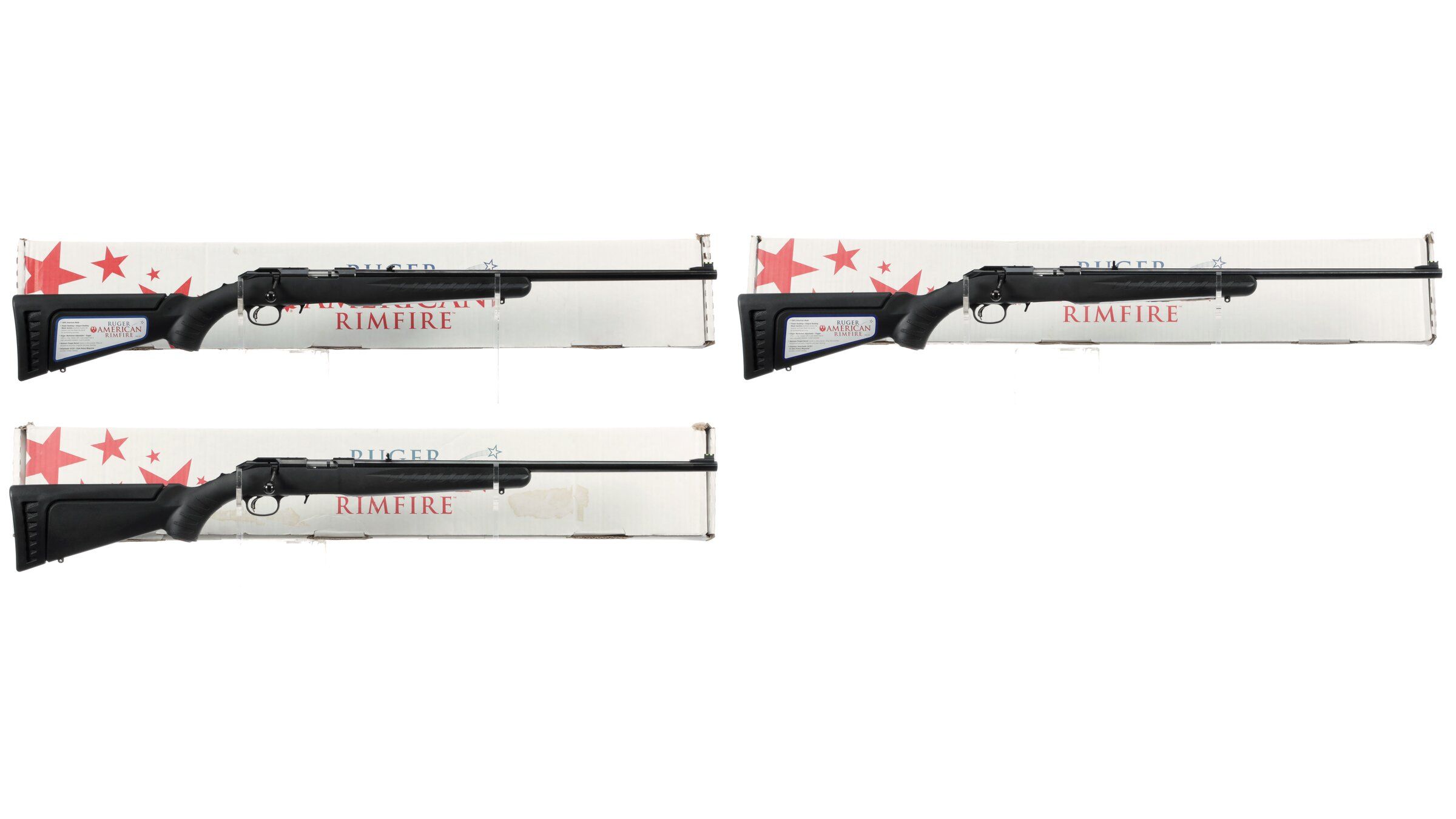 Three Ruger American Bolt Action Rimfire Rifles with Boxes | Rock ...