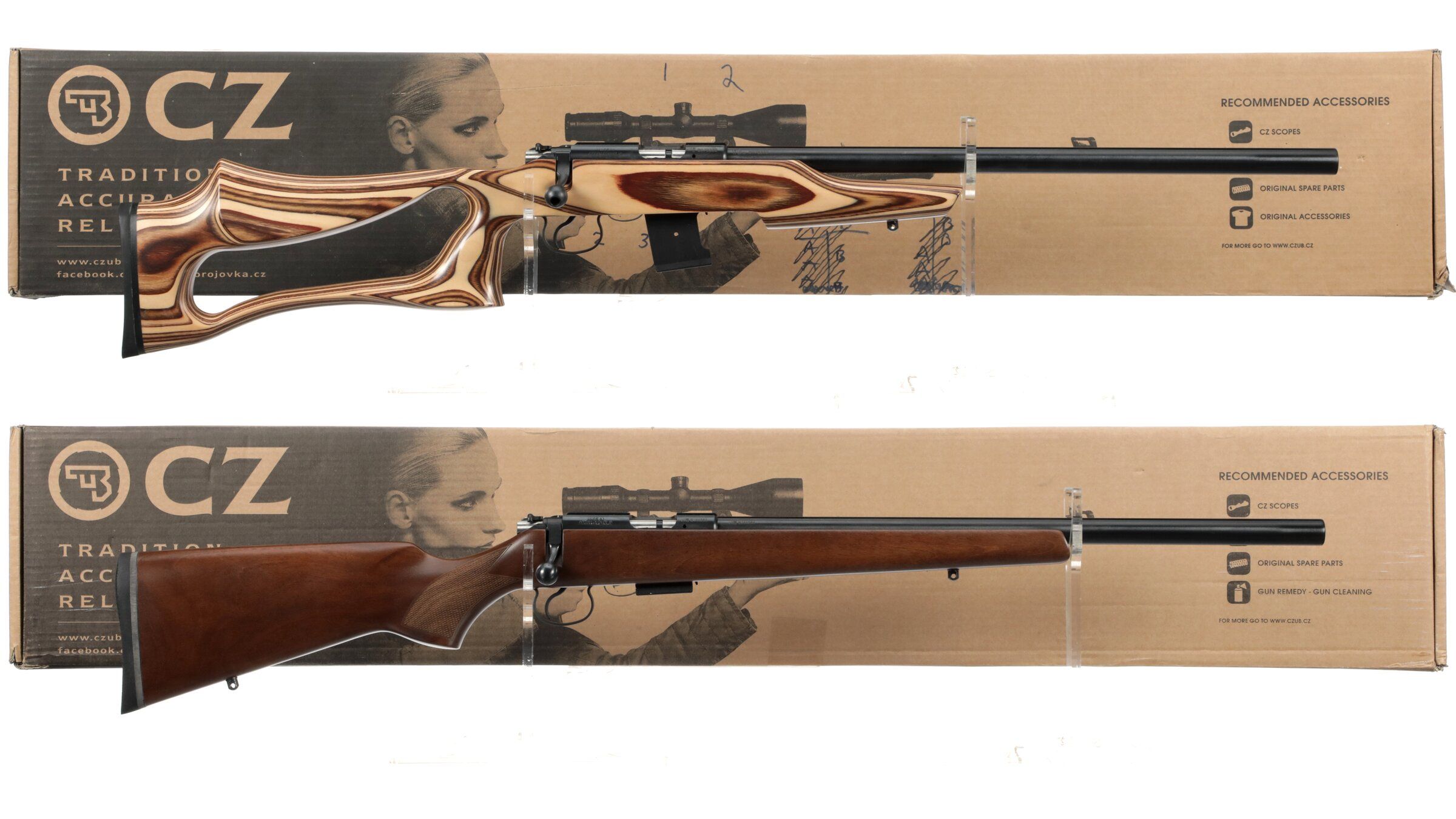 Two CZ Model 455 Varmint Bolt Action Rifles with Boxes | Rock Island ...
