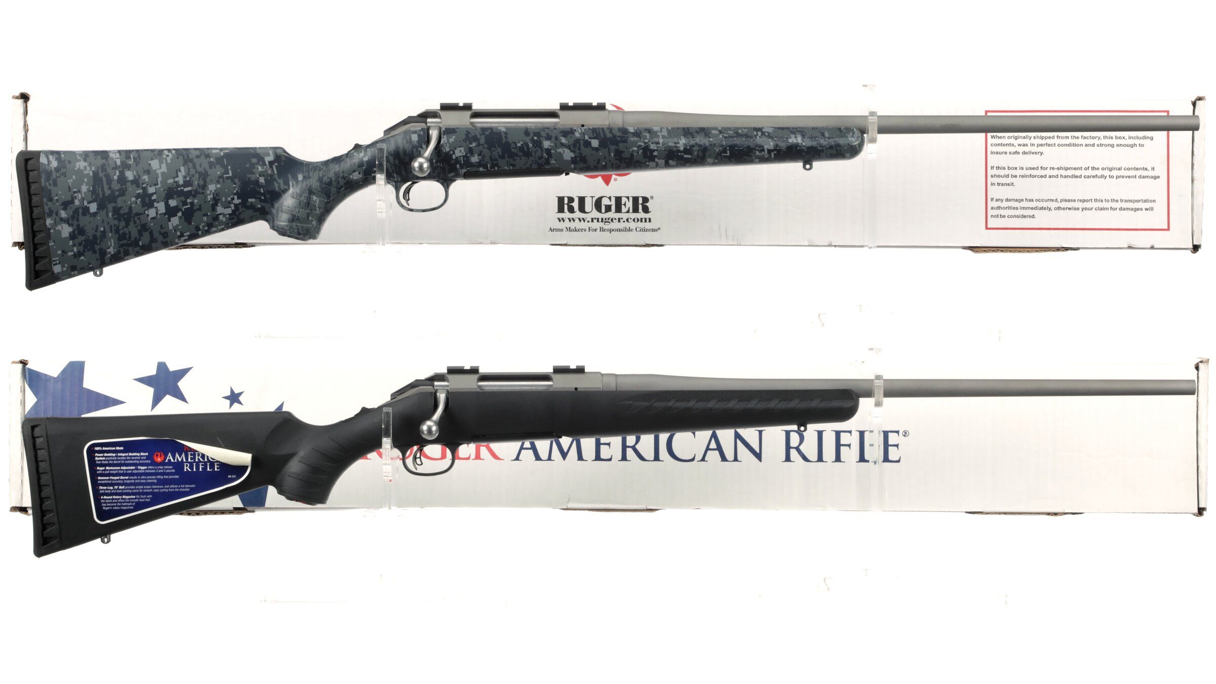 Two Ruger American Bolt Action Rifles with Boxes | Rock Island Auction