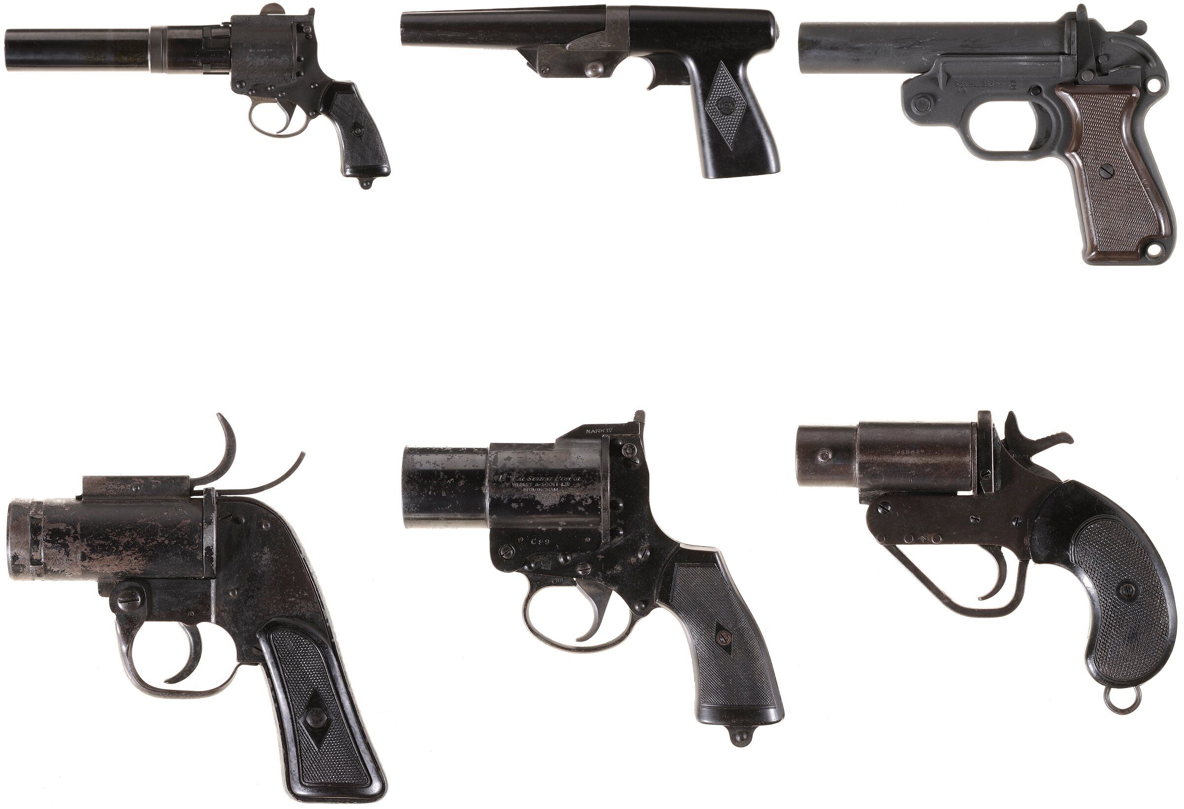Lot of Six Military Flare Guns | Rock Island Auction