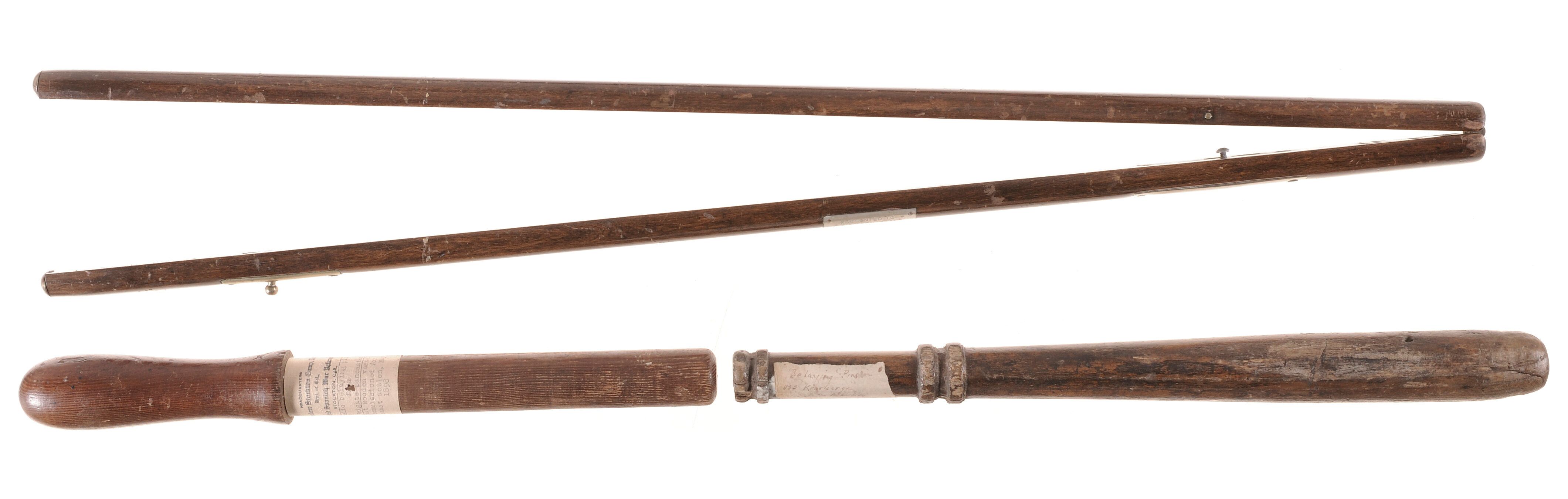 Presentation Pace Stick and Two Belaying Pins | Rock Island Auction