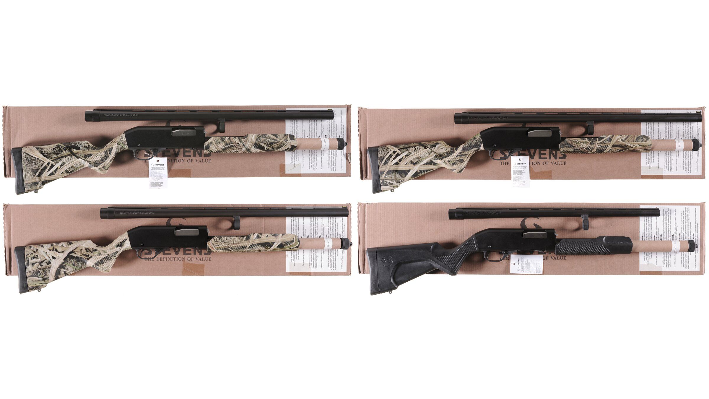 Four Stevens Model 320 Slide Action Shotguns with Boxes | Rock Island ...