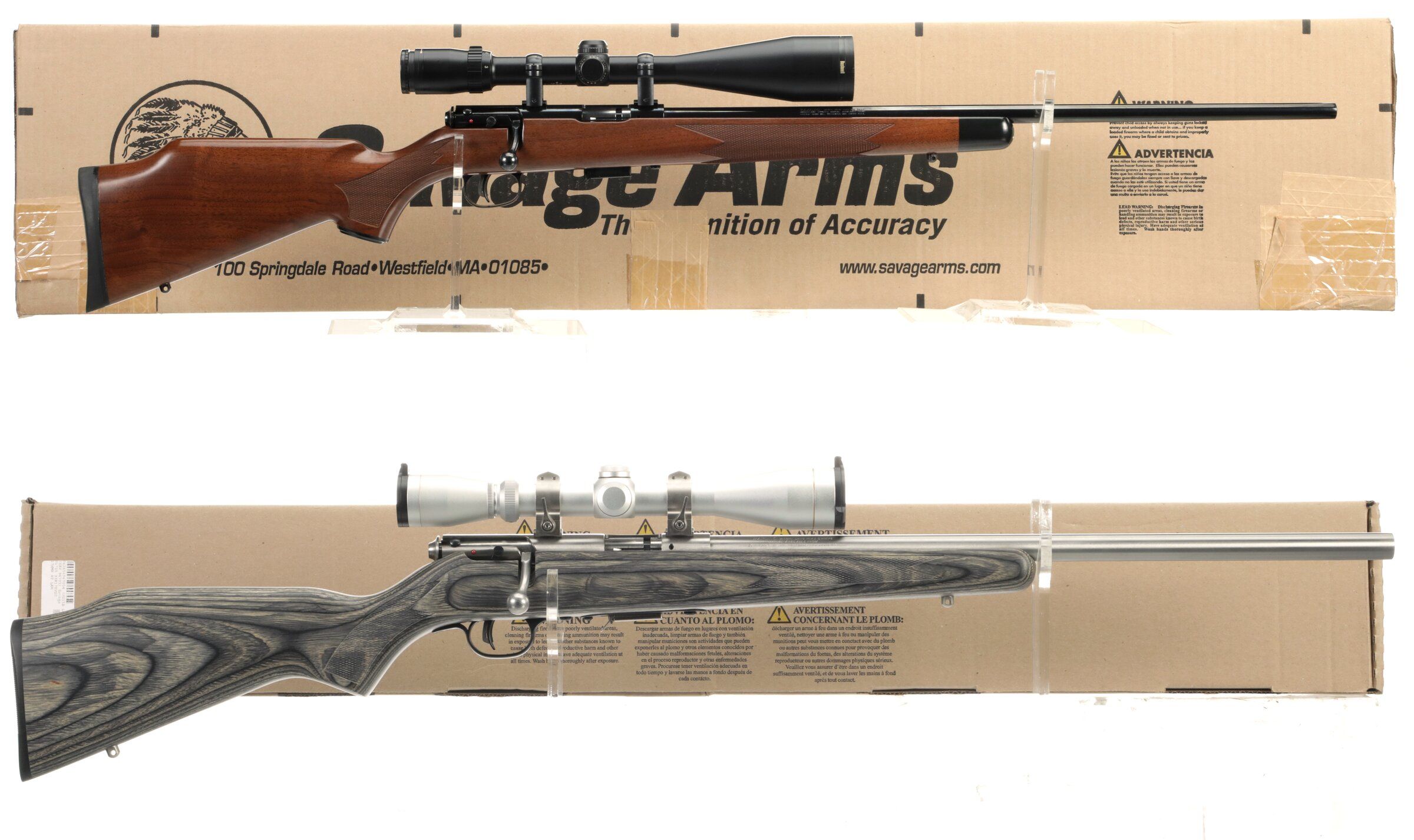 Two Savage Bolt Action Rifles with Boxes and Scopes | Rock Island Auction