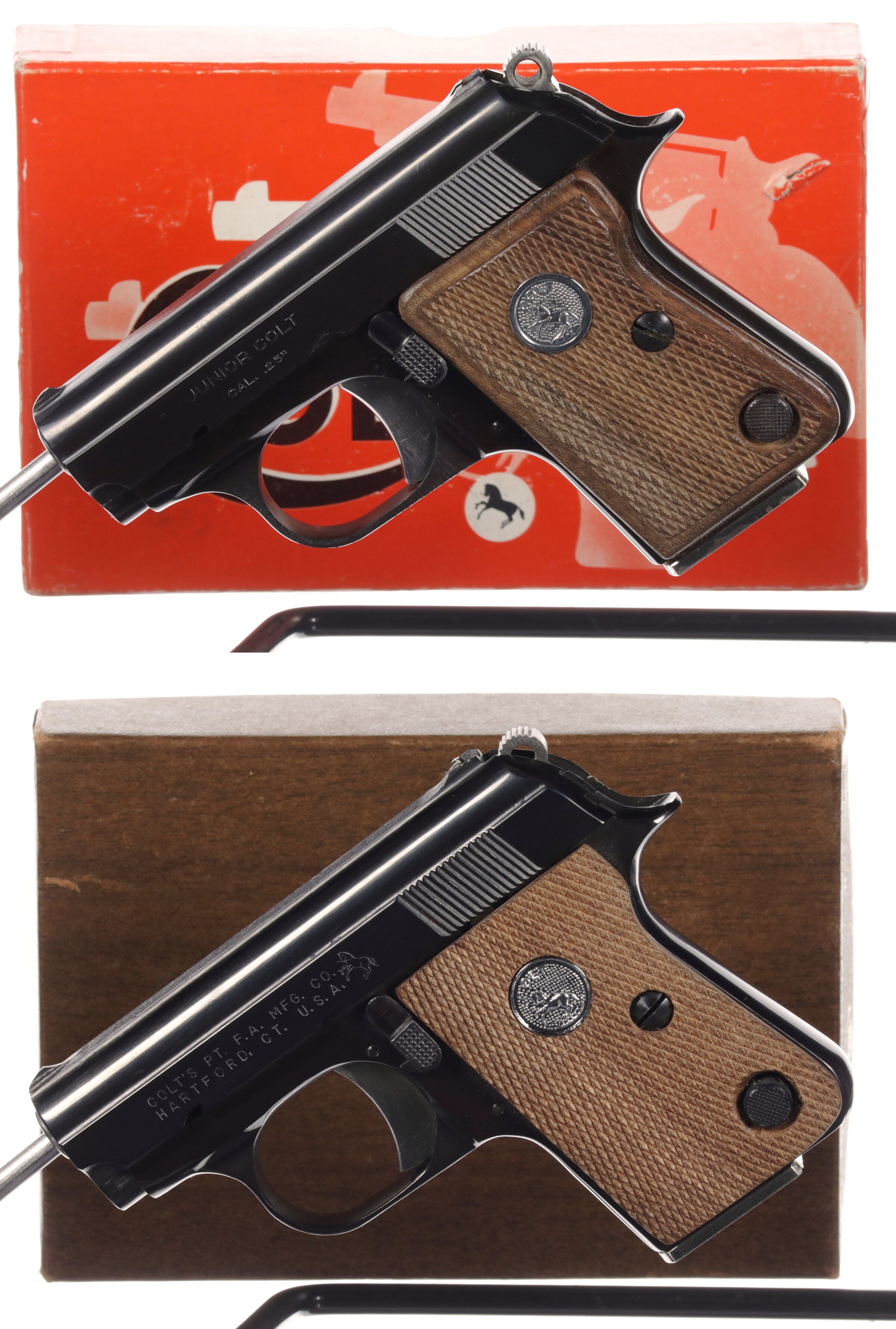 Two Colt Junior Semi-Automatic Pocket Pistols with Boxes | Rock Island ...