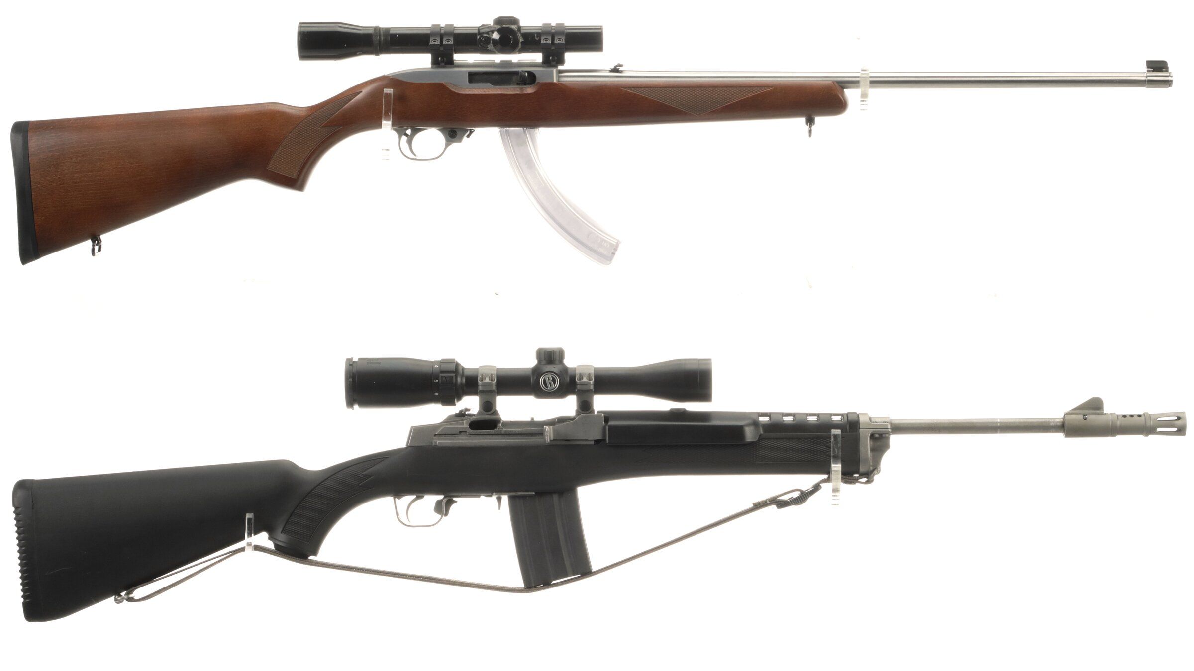 Two Ruger Semi-Automatic Rifles with Scopes | Rock Island Auction