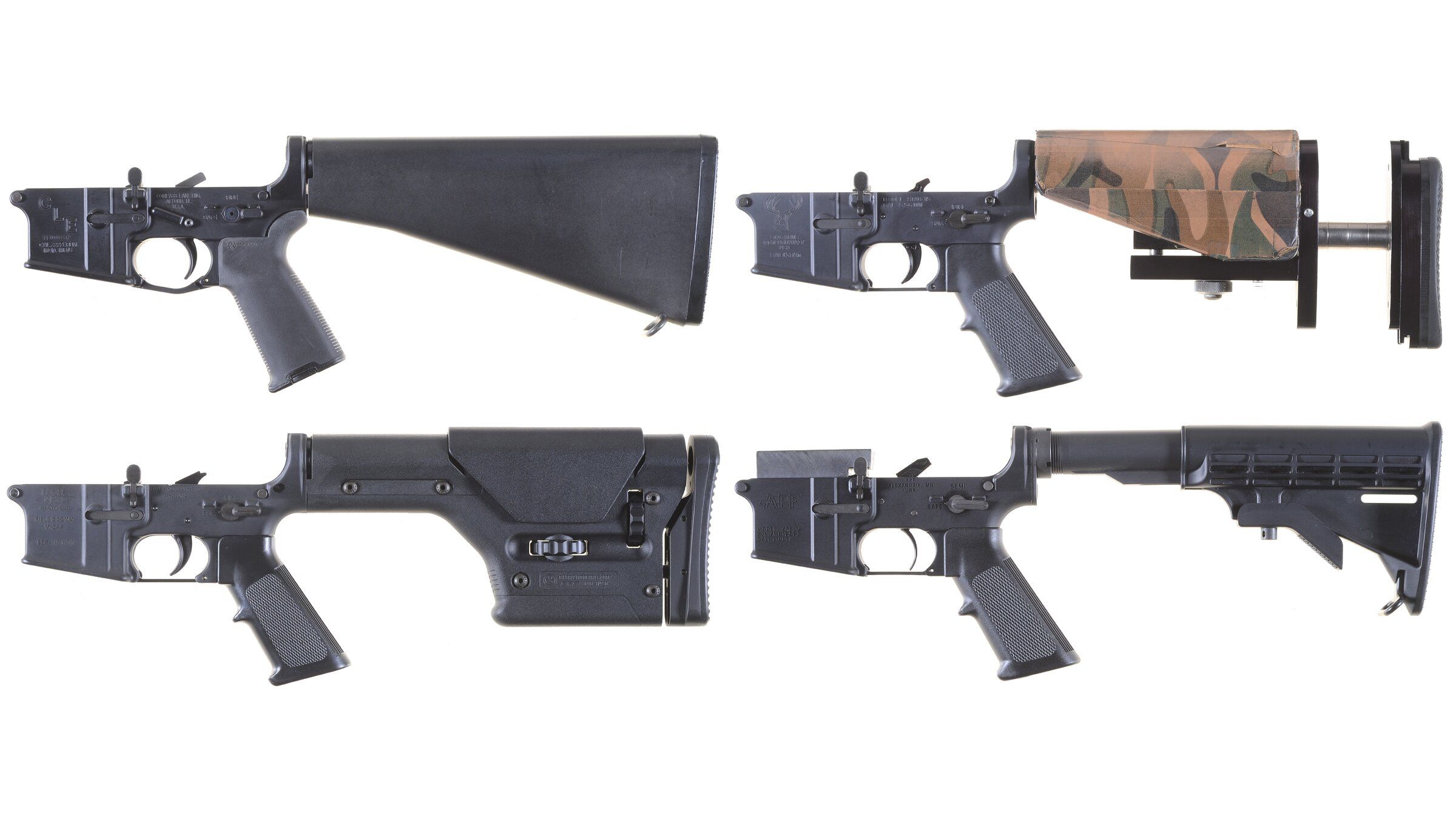 Four Complete AR-15 Style Lower Receivers | Rock Island Auction