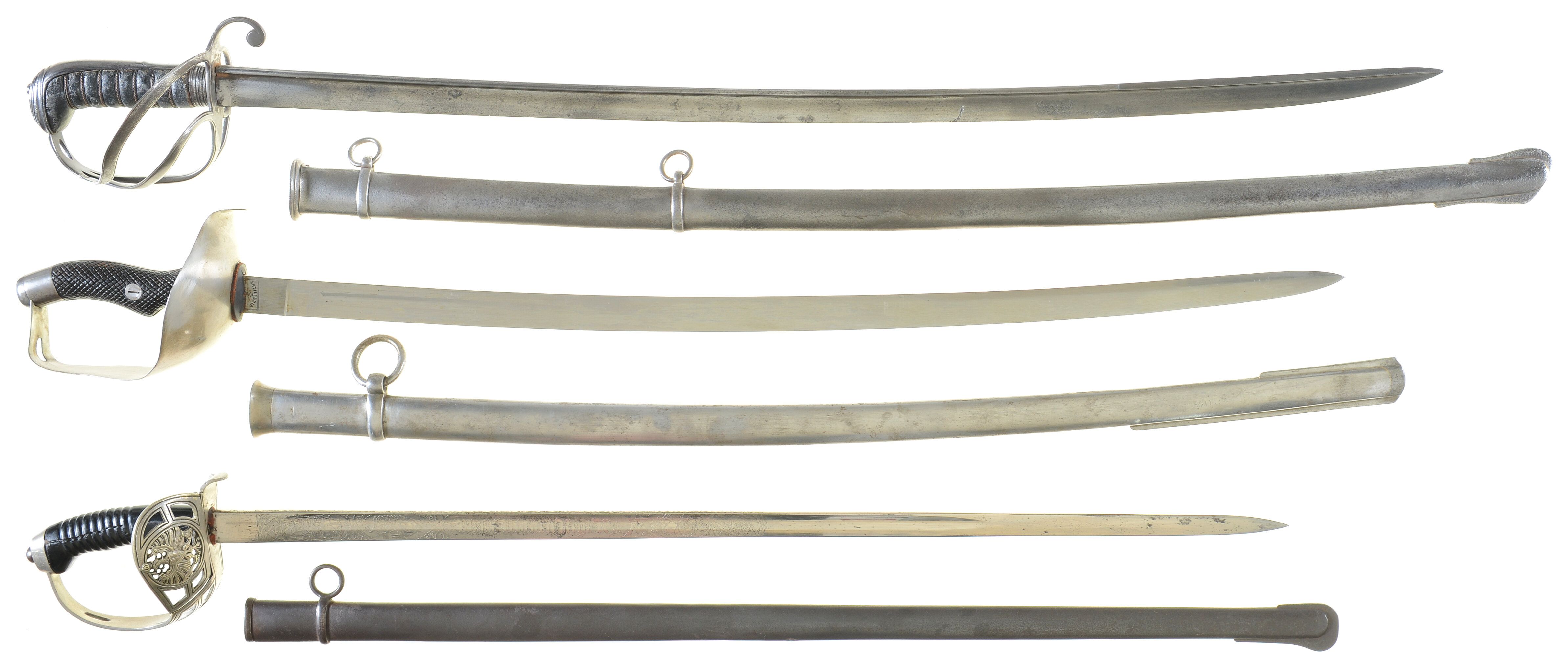 Three Military Style Swords with Scabbards | Rock Island Auction