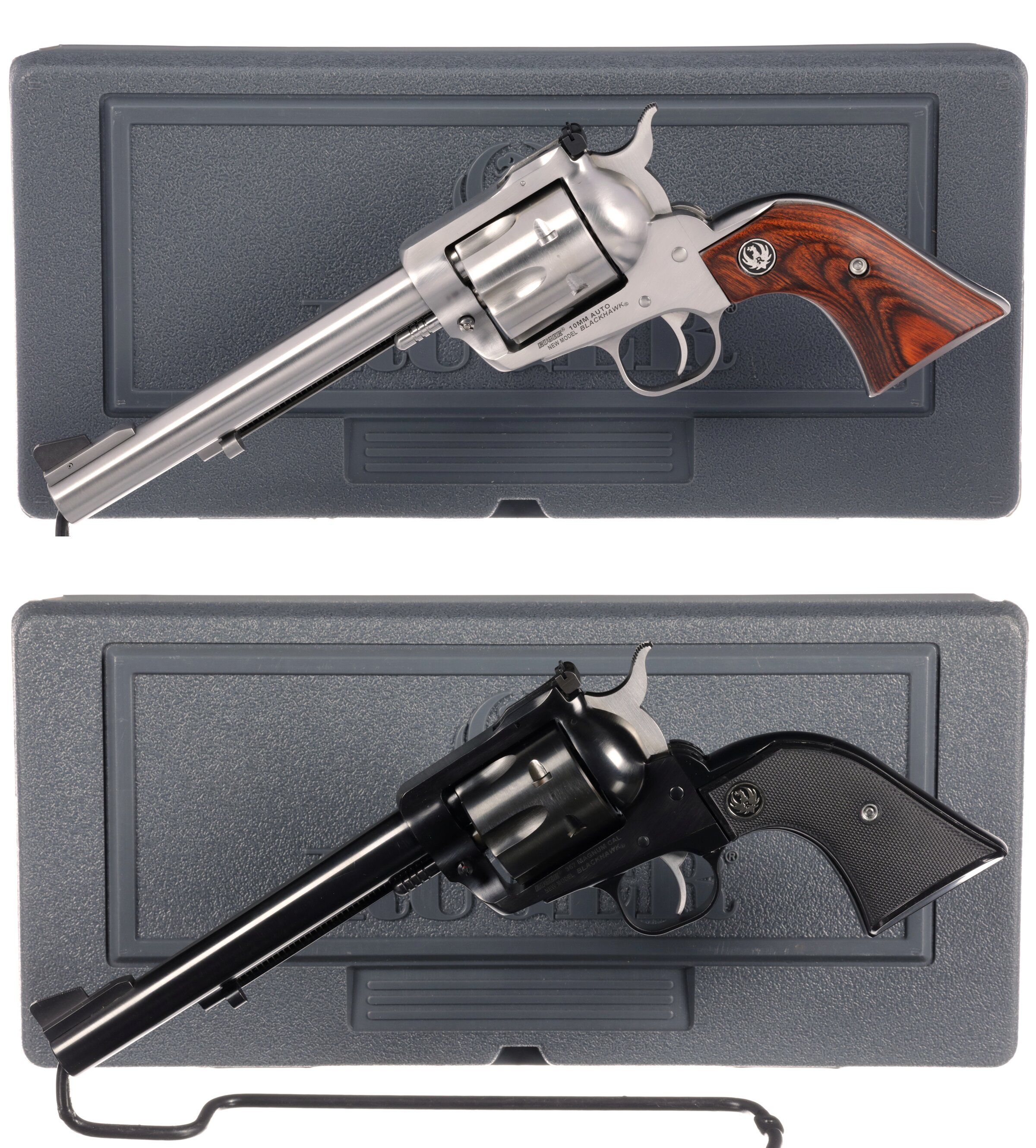 Two Ruger New Model Blackhawk Single Action Revolvers with Cases | Rock ...