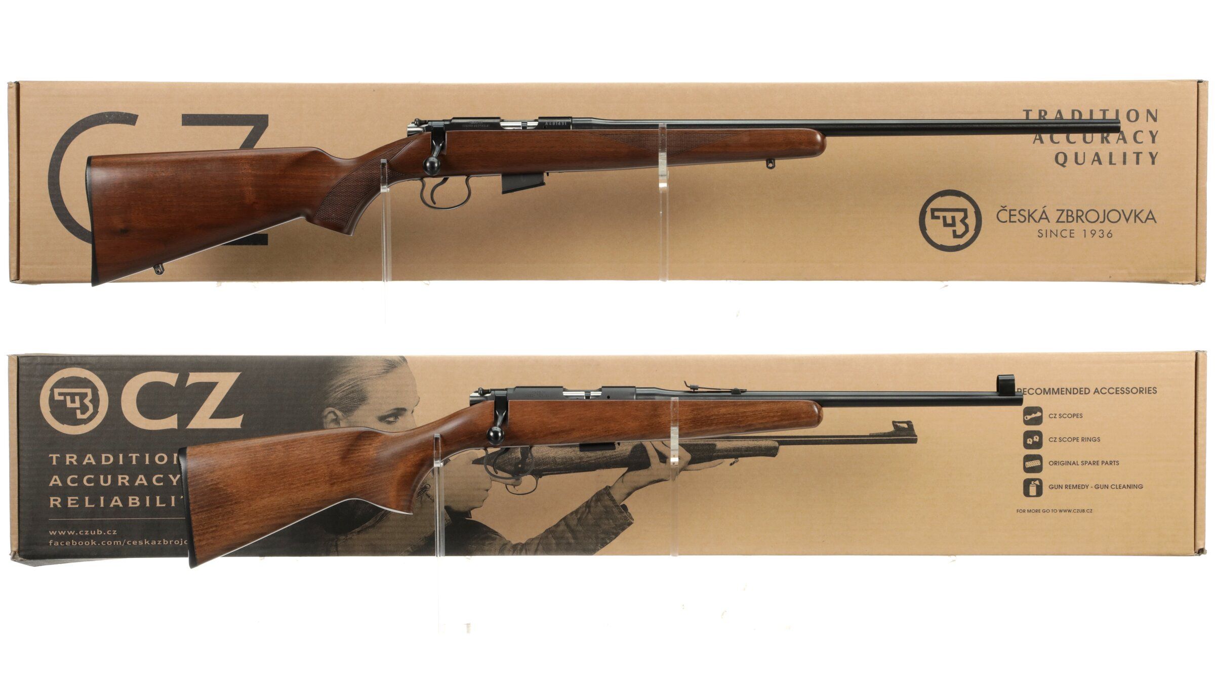 Two CZ Model 452 Bolt Action Rifles with Boxes | Rock Island Auction