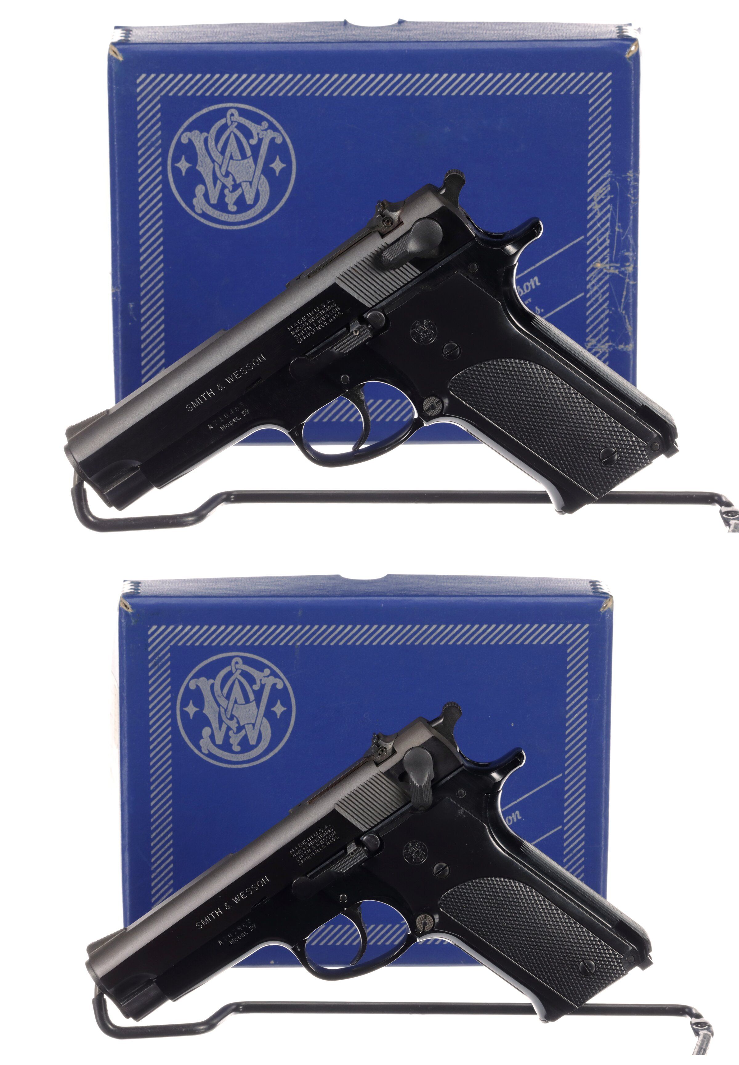 Two Smith & Wesson Model 59 Semi-Automatic Pistols with Boxes | Rock ...