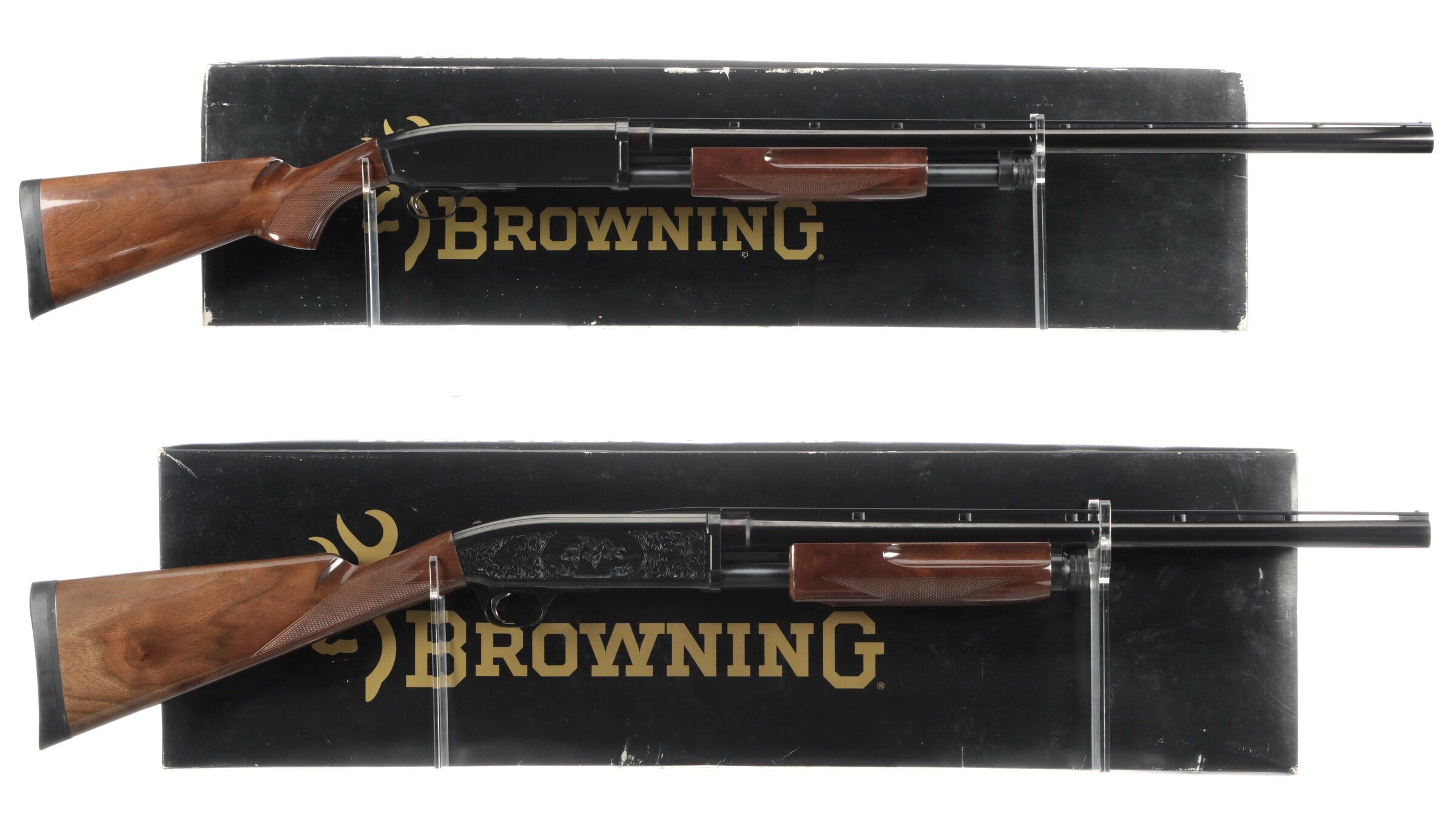 Two Browning Bps Slide Action Shotguns With Boxes Rock Island Auction