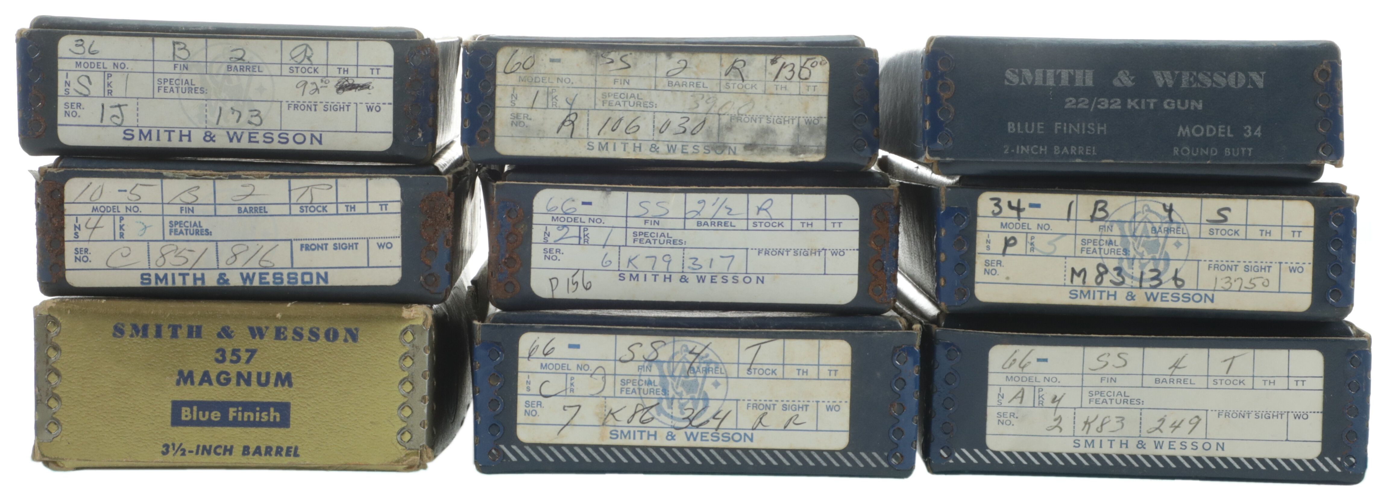 Group of Nine Smith & Wesson Revolver Boxes | Rock Island Auction
