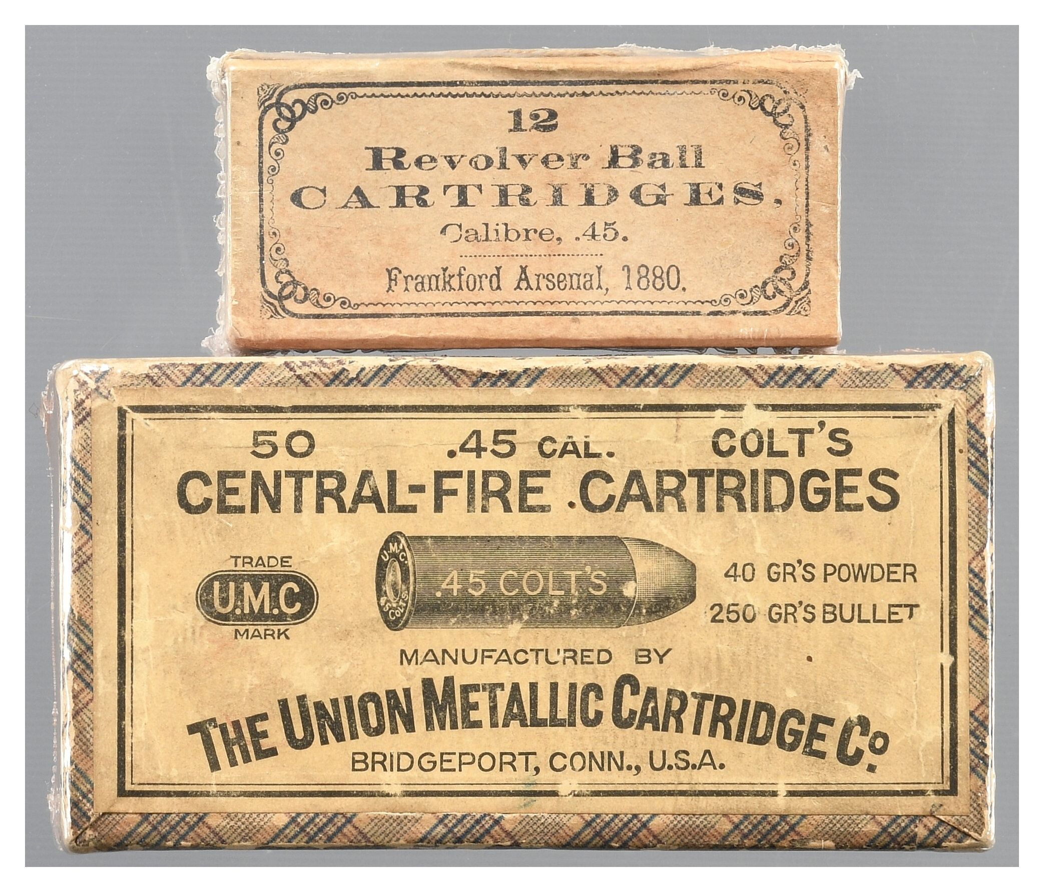 Two Boxes of Antique .45 Caliber Ammunition | Rock Island Auction