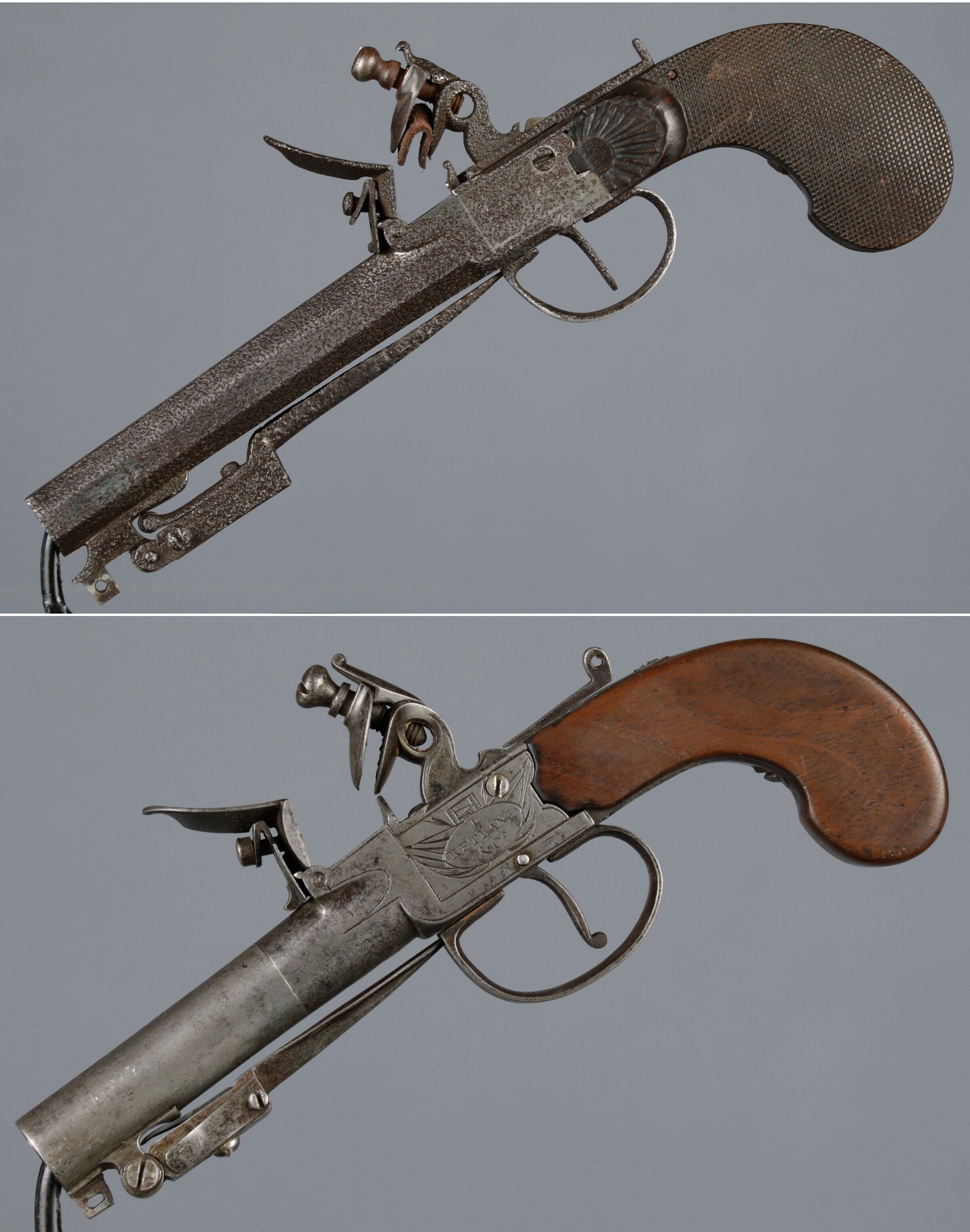 Two Flintlock Pistols with Snap Bayonets | Rock Island Auction