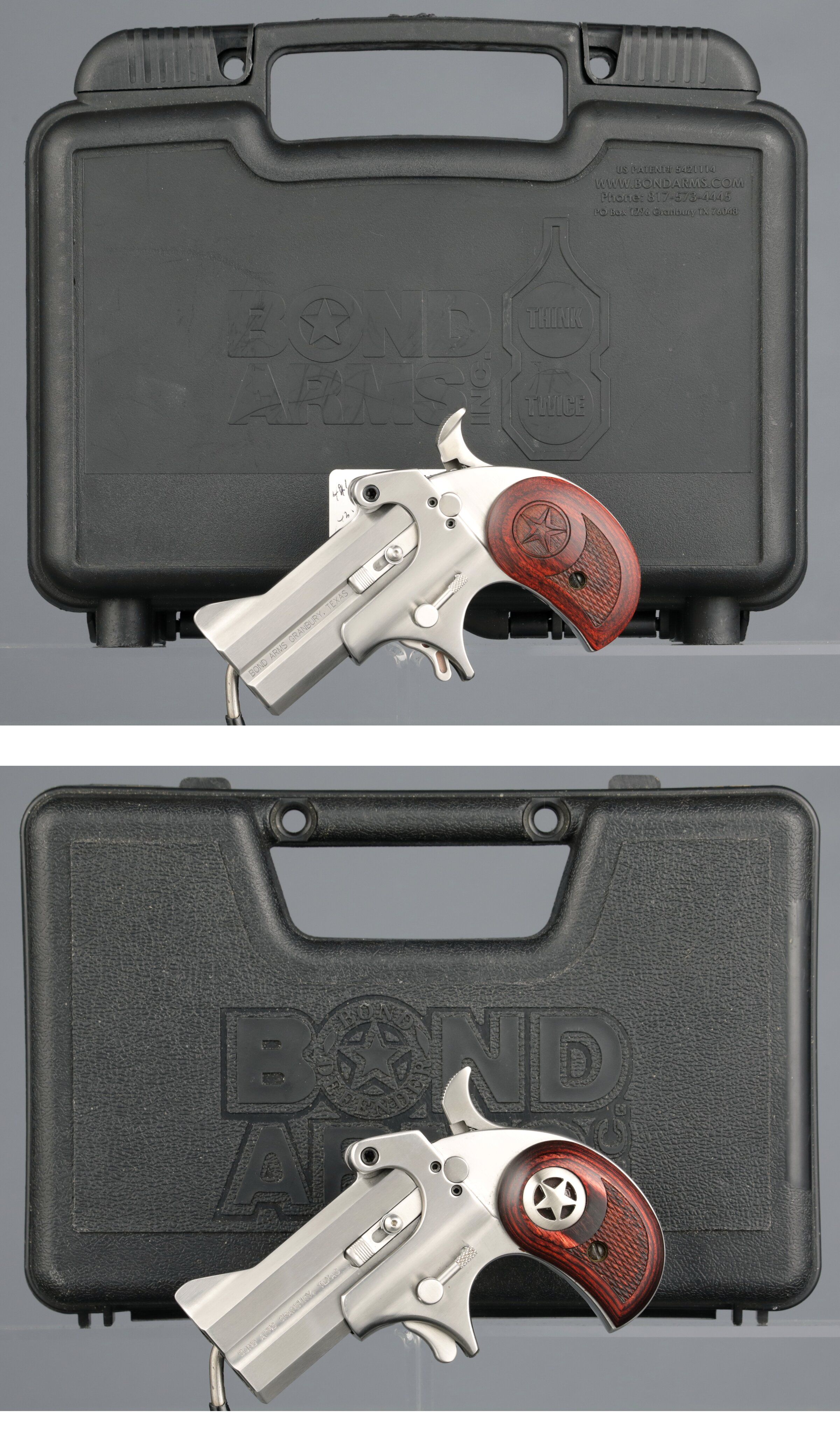 Two Bond Arms Cowboy Defender Over/Under Derringers with Cases | Rock ...