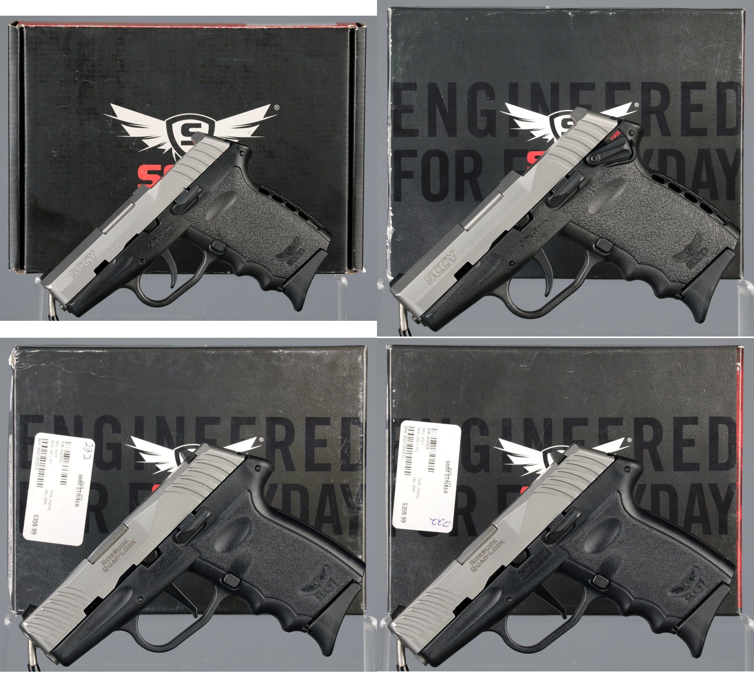 Four SCCY Semi-Automatic Pistols with Boxes | Rock Island Auction