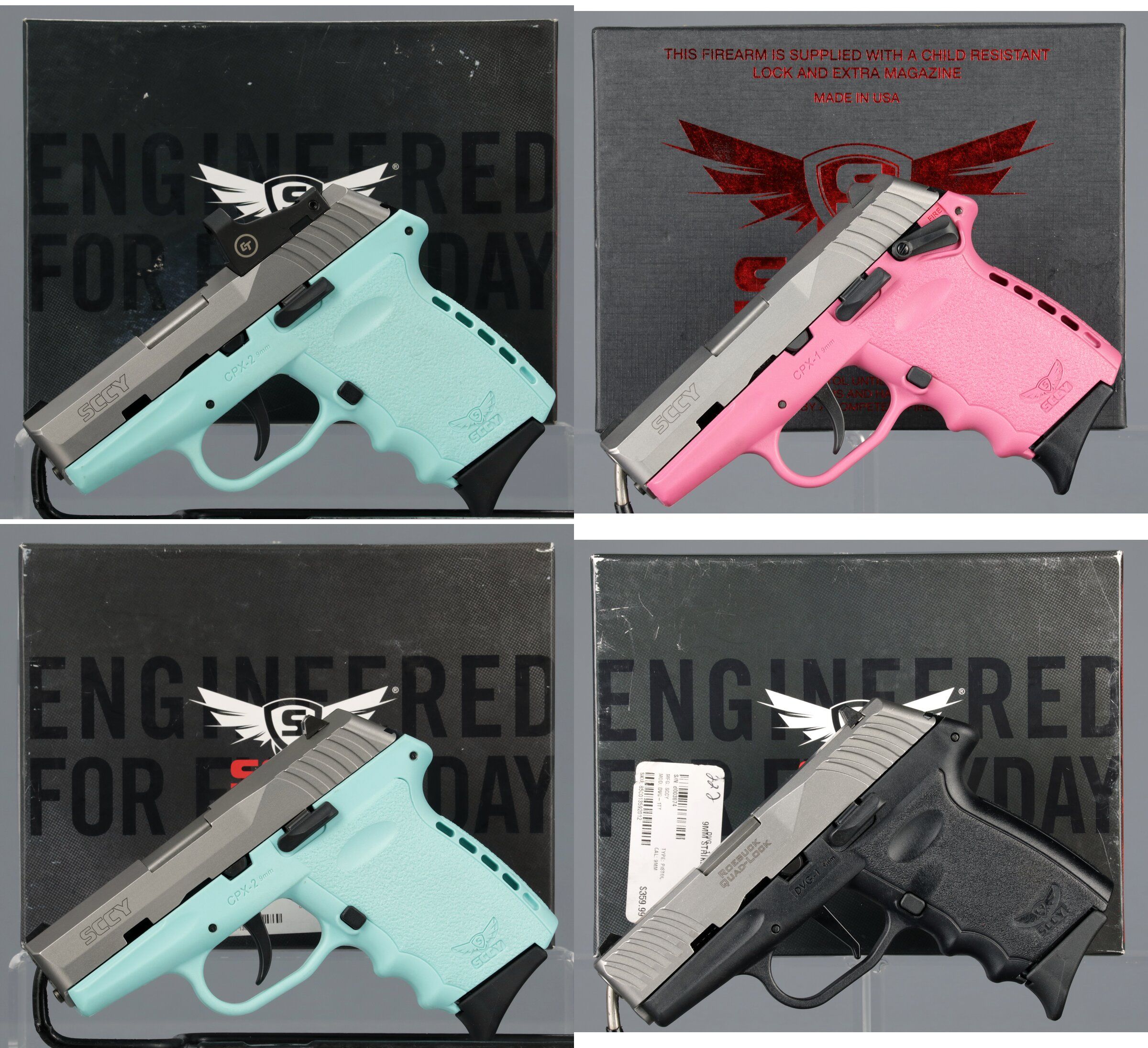 Four SCCY Semi-Automatic Pistols with Boxes | Rock Island Auction