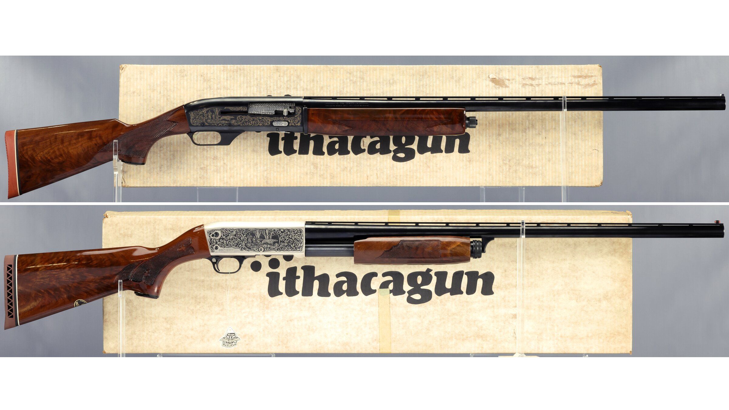 Two Ithaca Engraved Centennial Commemorative Shotguns | Rock Island Auction
