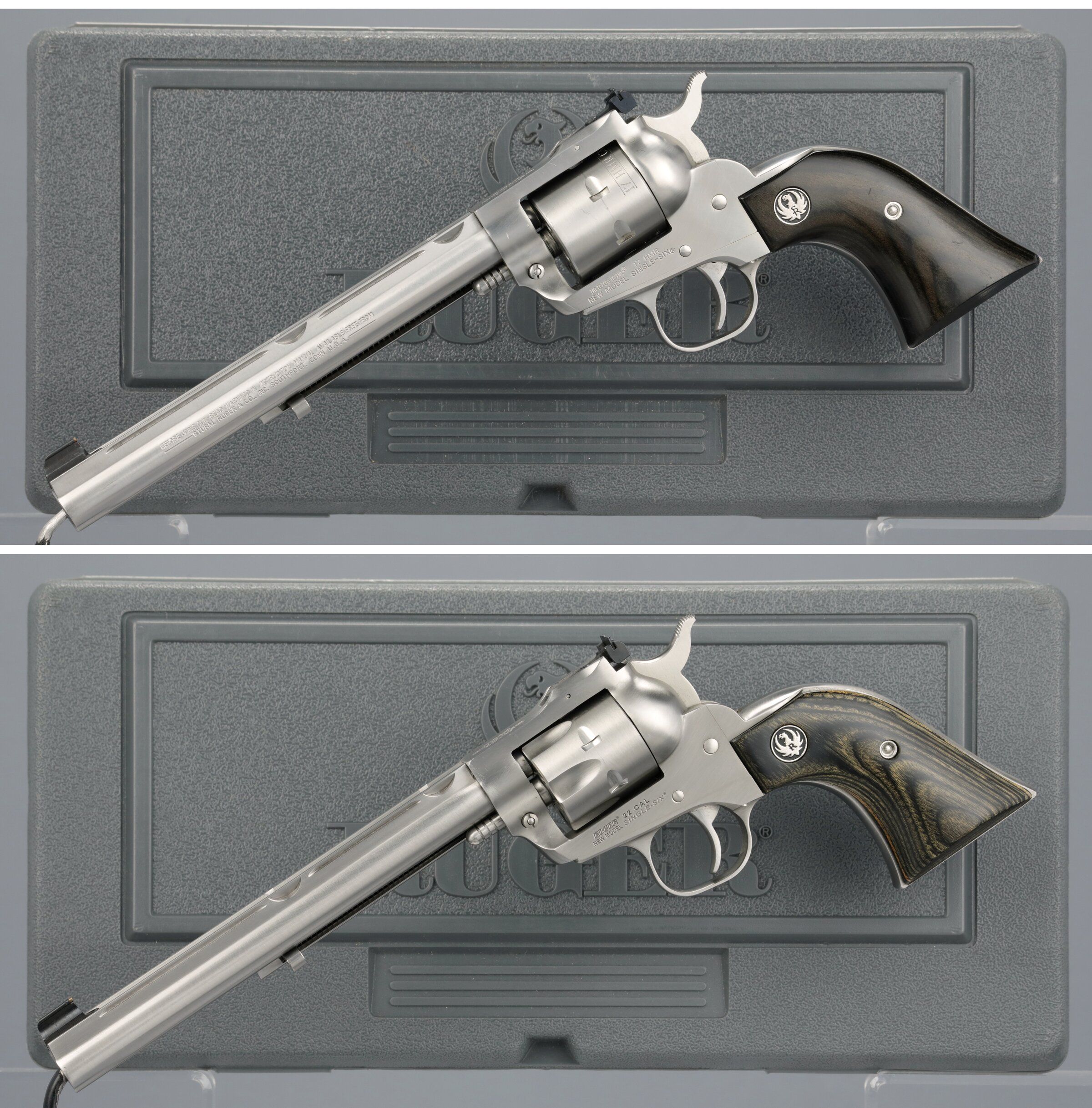 Two Ruger New Model Single-Six Hunter Revolvers with Cases | Rock ...