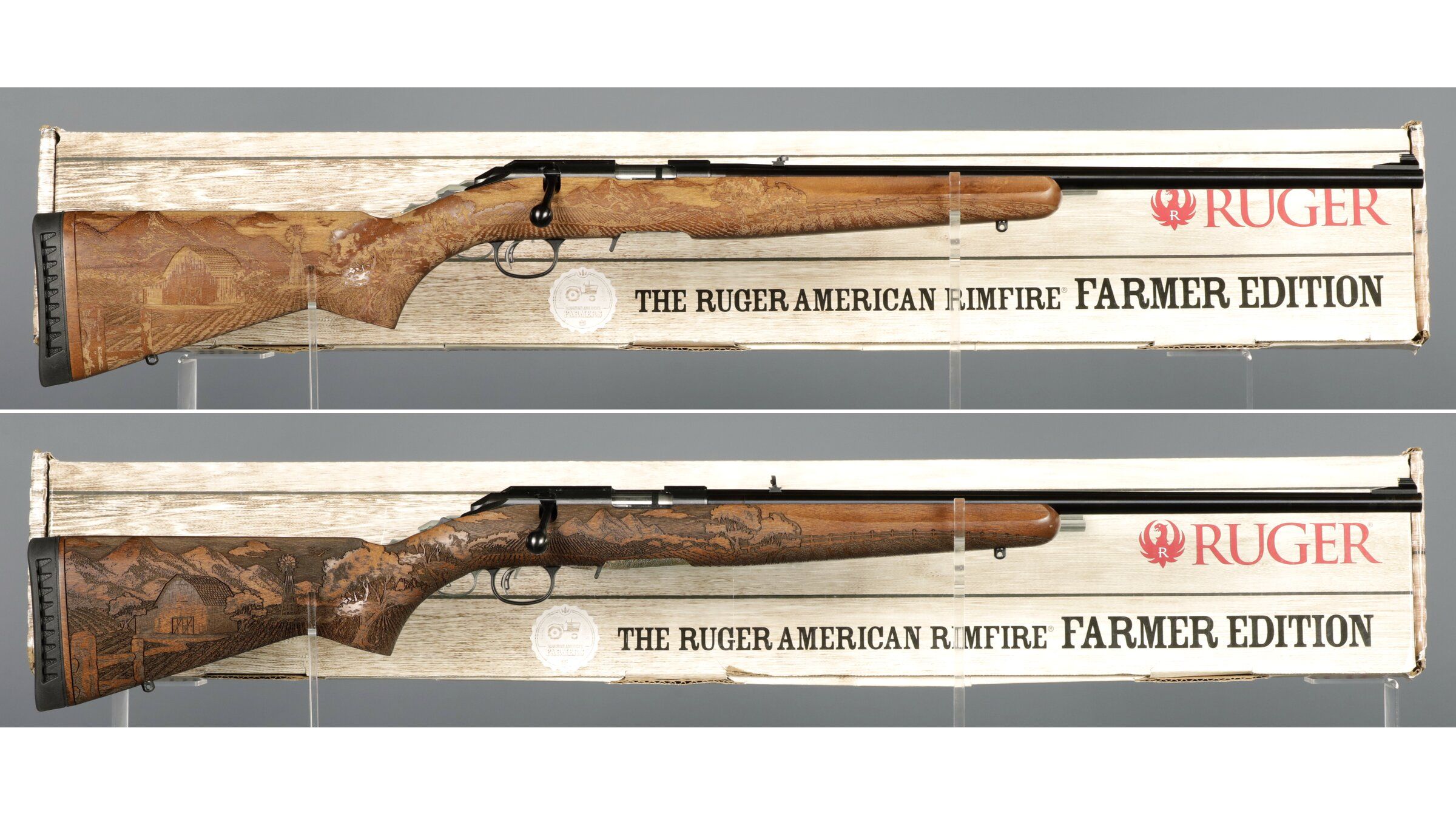 Two Ruger American Farmer Edition Bolt Action Rifles with Boxes | Rock ...