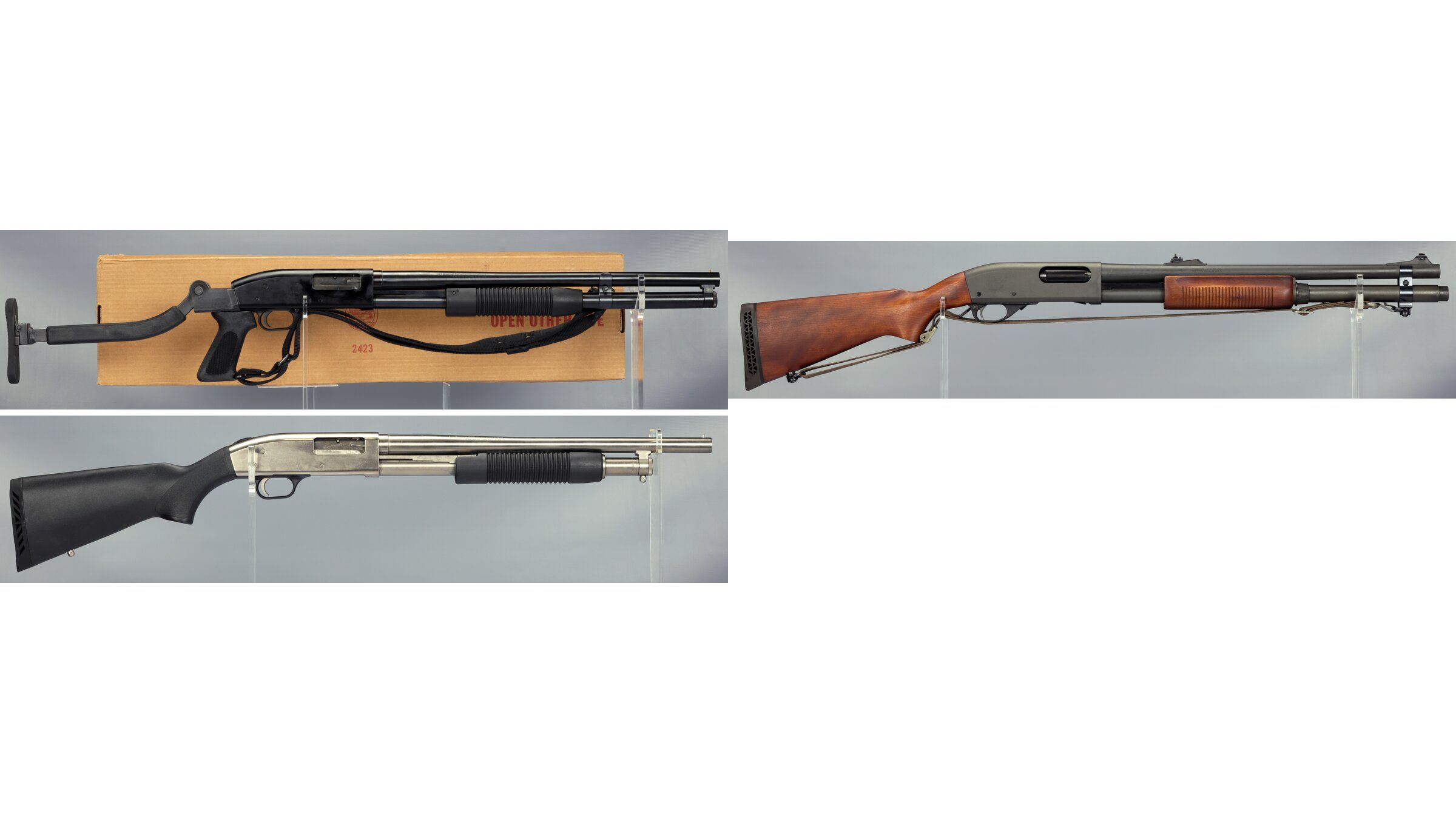 Three Slide Action Riot Style Shotguns | Rock Island Auction