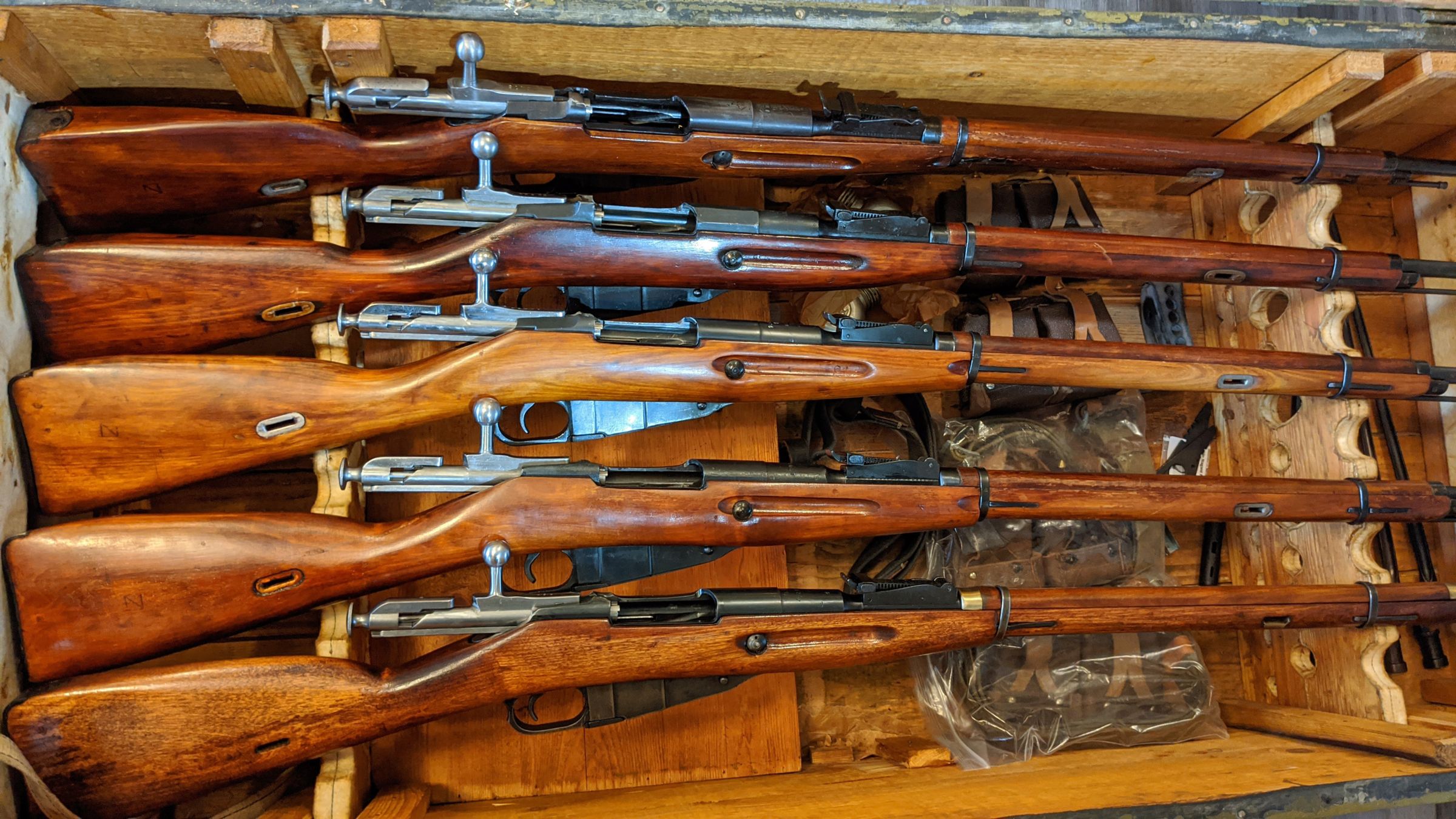 Five Mosin Nagant Rifles with Crate-Accessories-Ammo | Rock Island Auction
