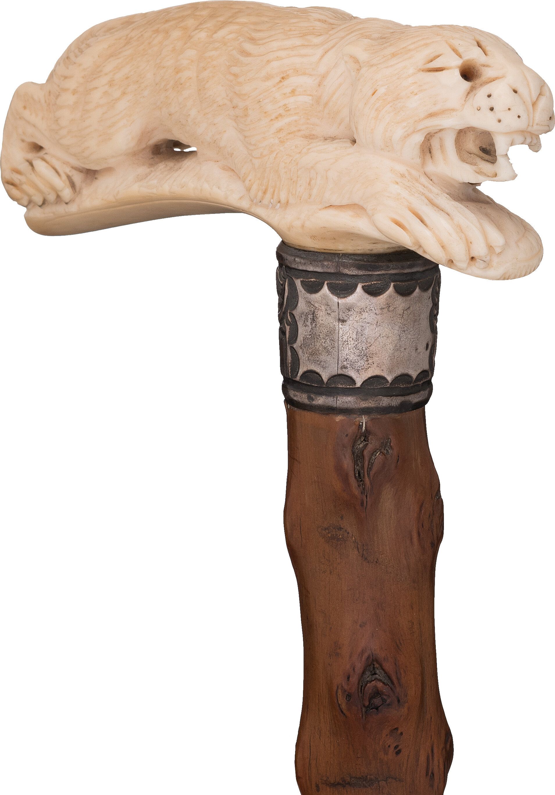 Relief Carved Crouching Tiger Cane | Rock Island Auction