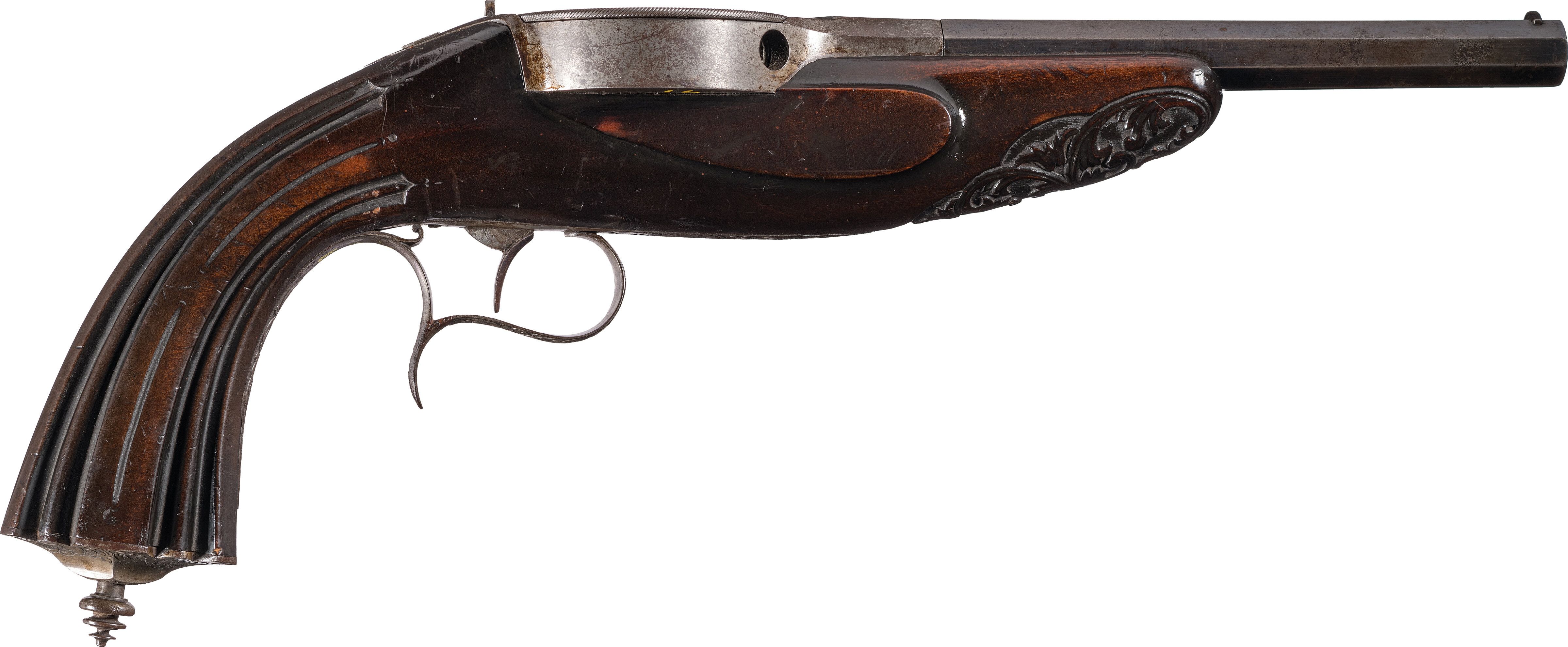 Engraved and Gold Inlaid H. Genhart Turret Revolver | Rock Island Auction