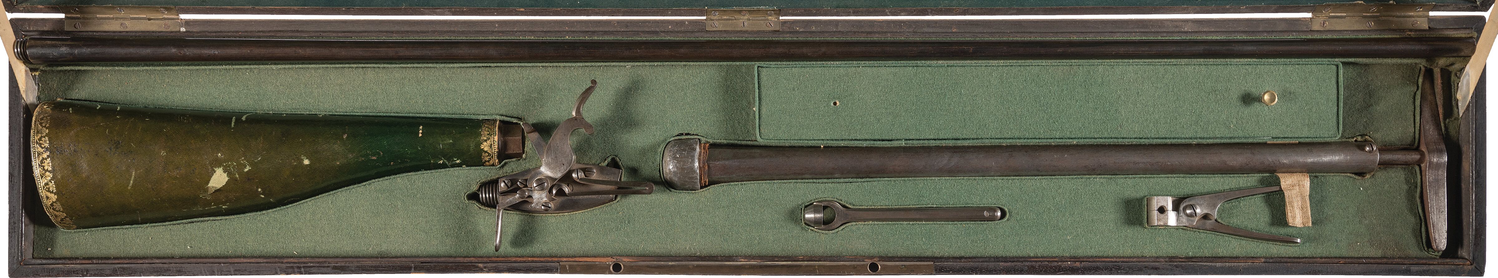 Cased 19th Century European Stock Reservoir Exposed Lock Air Gun | Rock ...