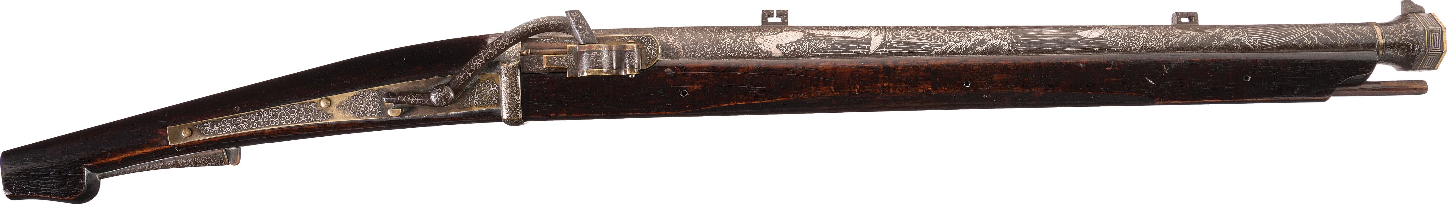 Silver & Gold Inlaid Japanese Tanegashima Matchlock Arquebus | Rock ...