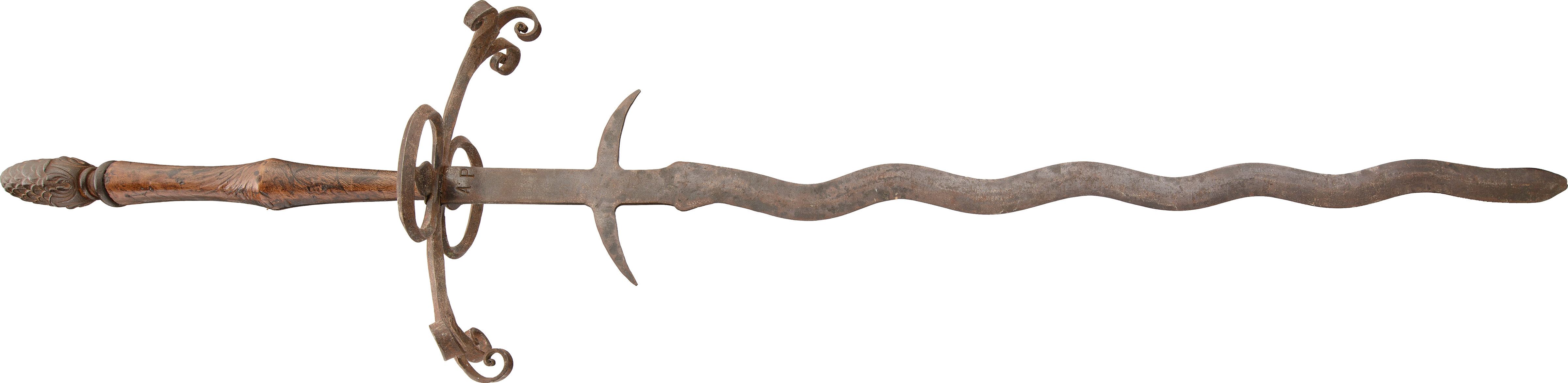 Massive Flamberge Zweihander Processional Sword | Rock Island Auction