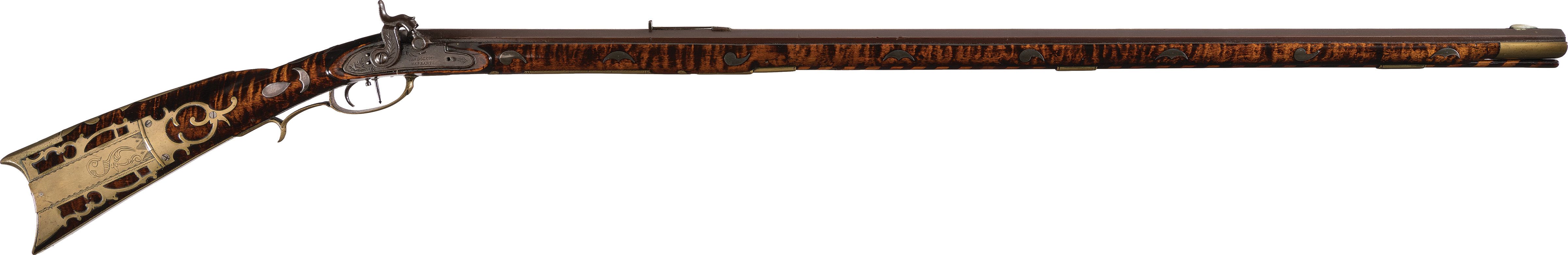 "JK" Signed Percussion American Long Rifle with Silver Inlays | Rock ...