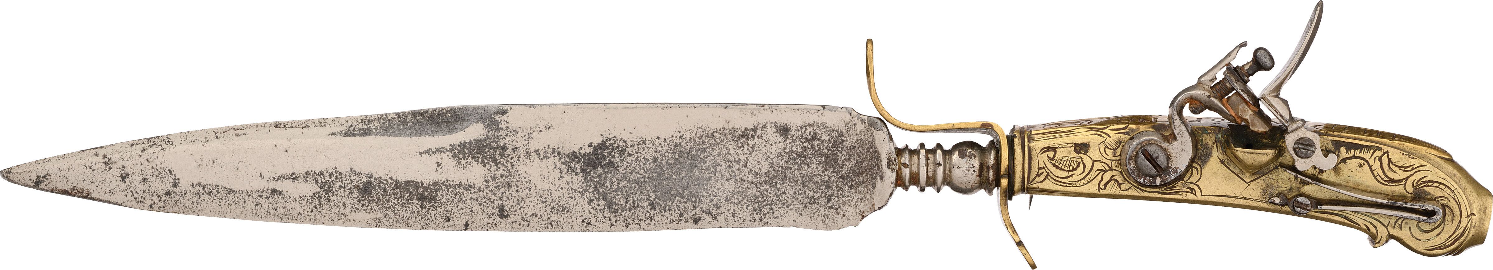 Engraved Flintlock Table Knife Pistol | Rock Island Auction
