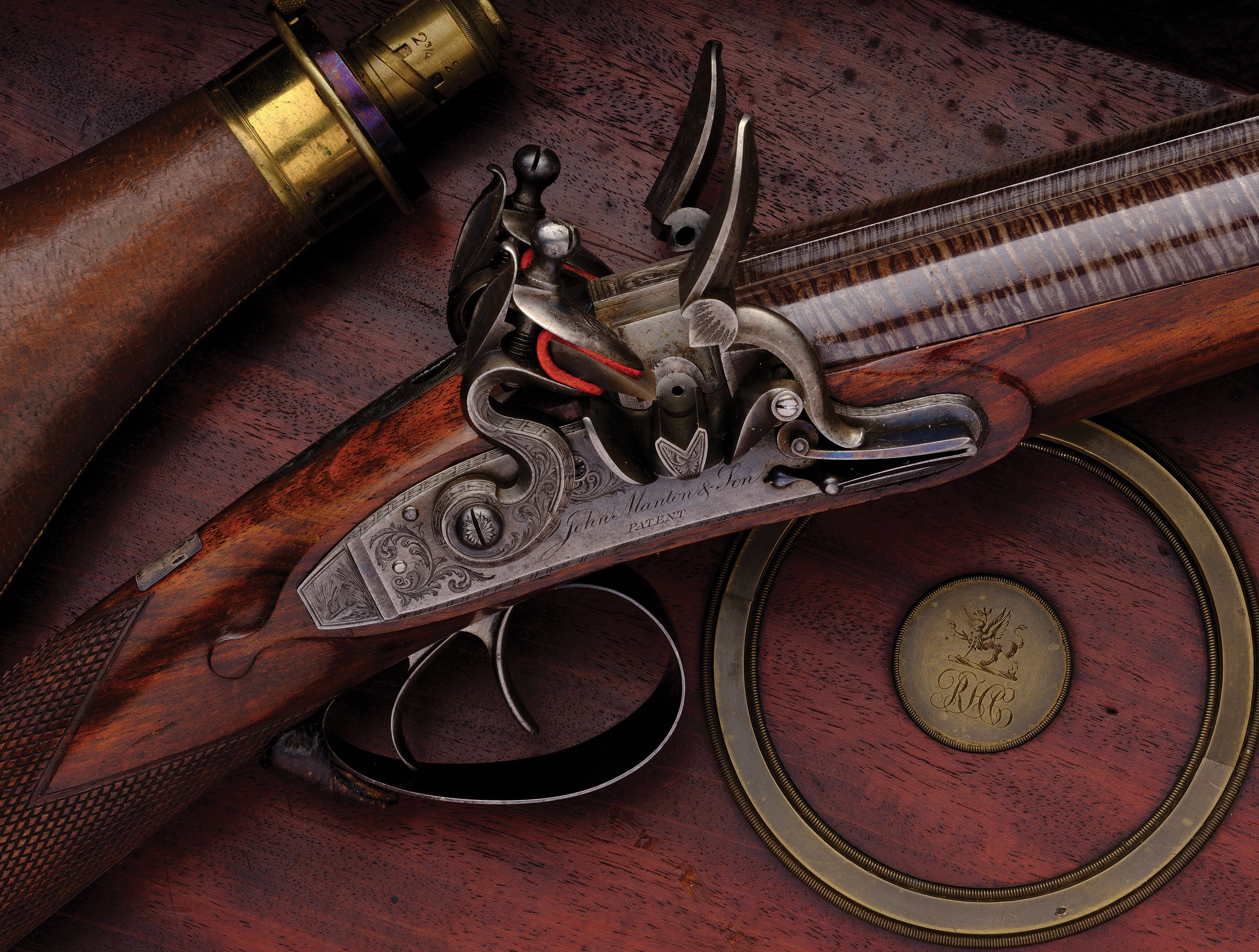 Cased John Manton & Son Double Barrel Flintlock Shotgun | Rock Island ...