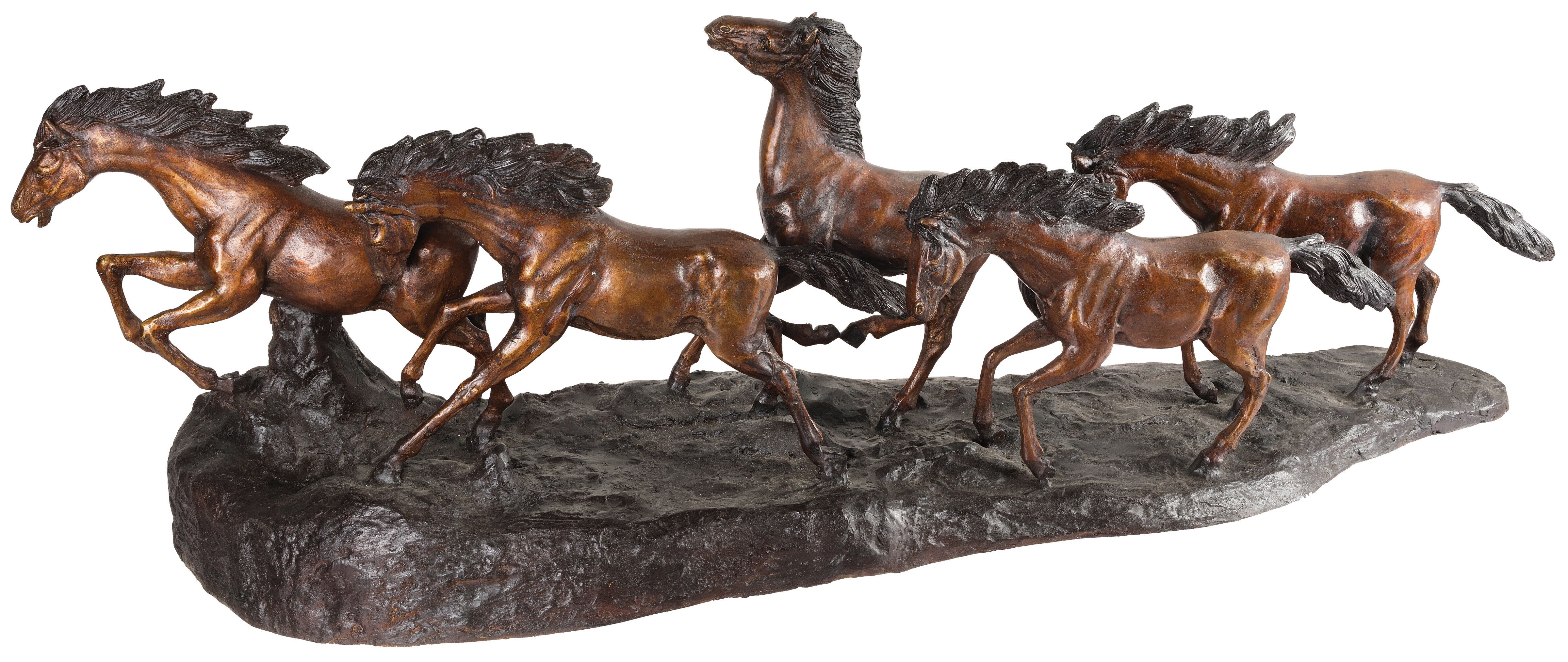 C. M. Russell Signed Bronze Sculpture of Five Galloping Mustangs | Rock ...