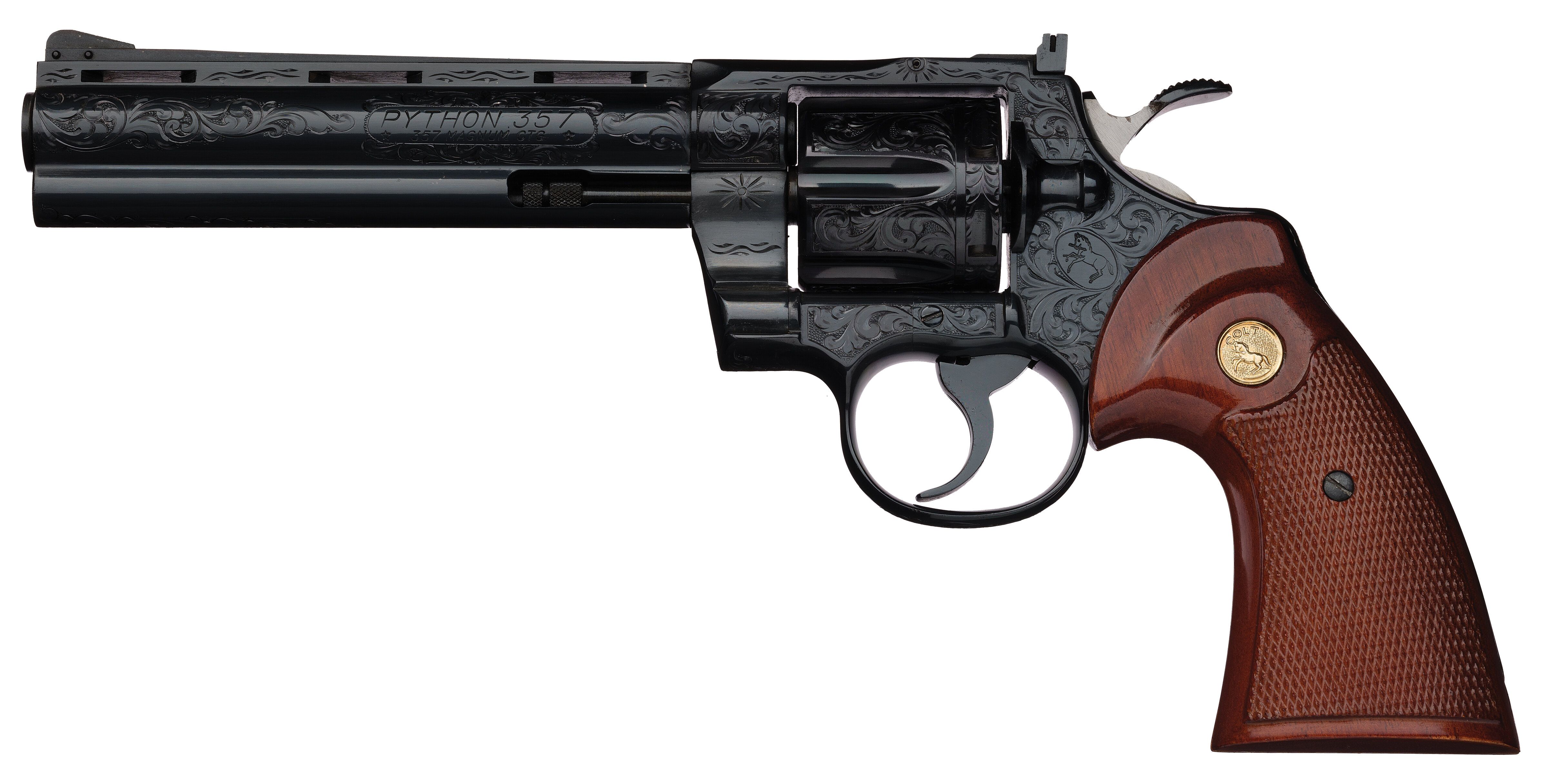 Mike Sawmiller Engraved Colt Python Double Action Revolver | Rock ...