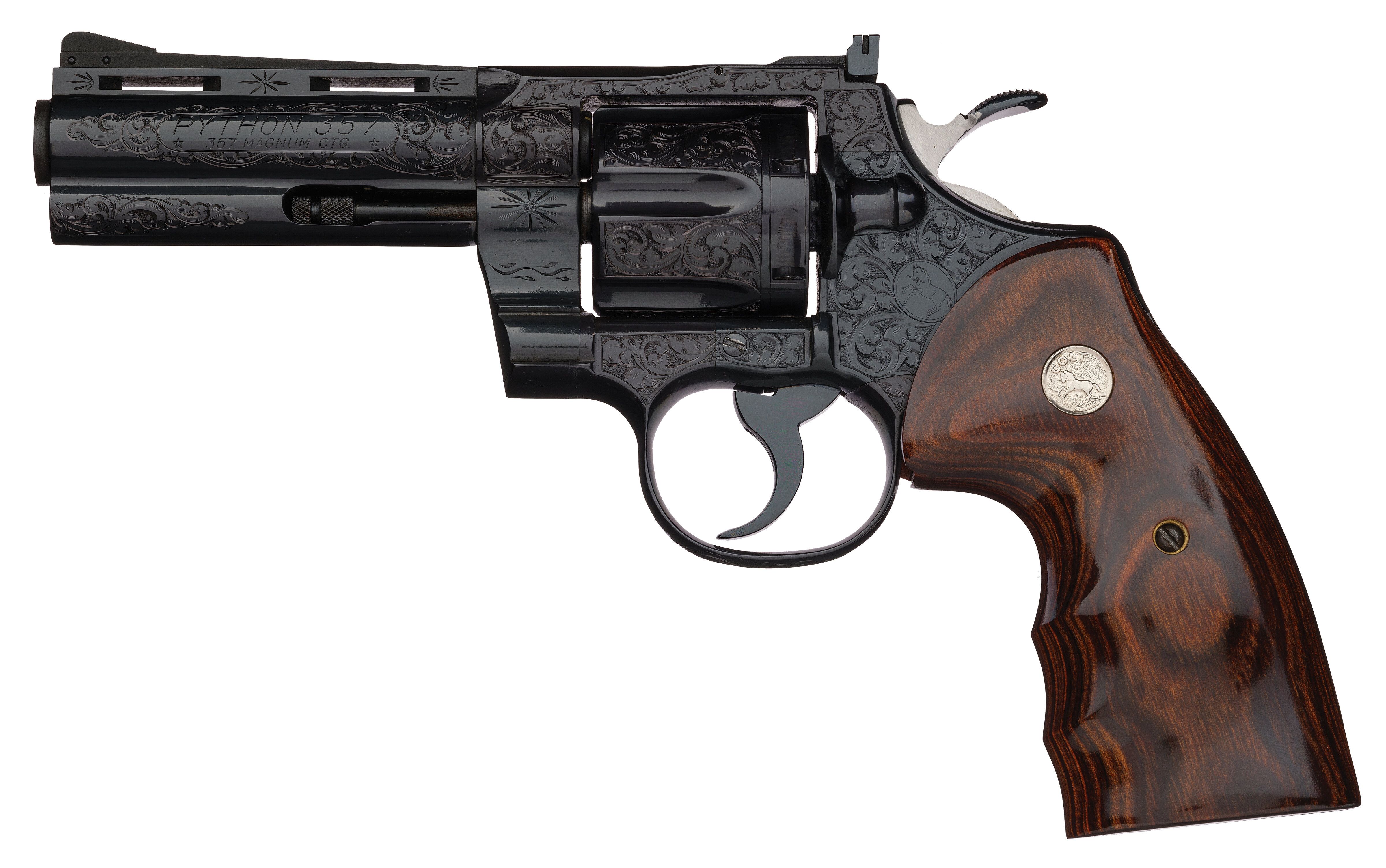 Mike Sawmiller Engraved Colt Python Double Action Revolver | Rock ...