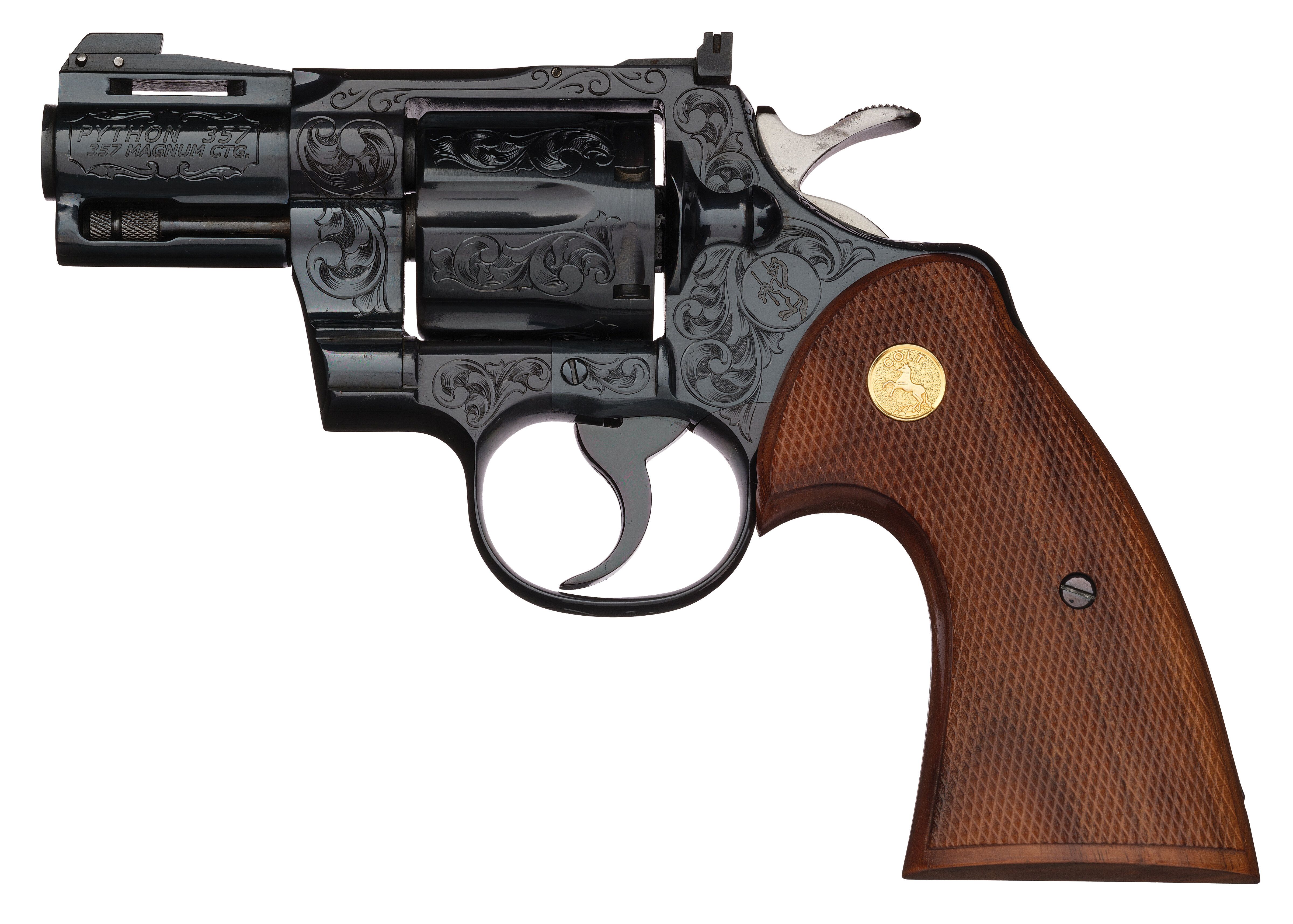 Mike Sawmiller Engraved Colt Python Double Action Revolver | Rock ...