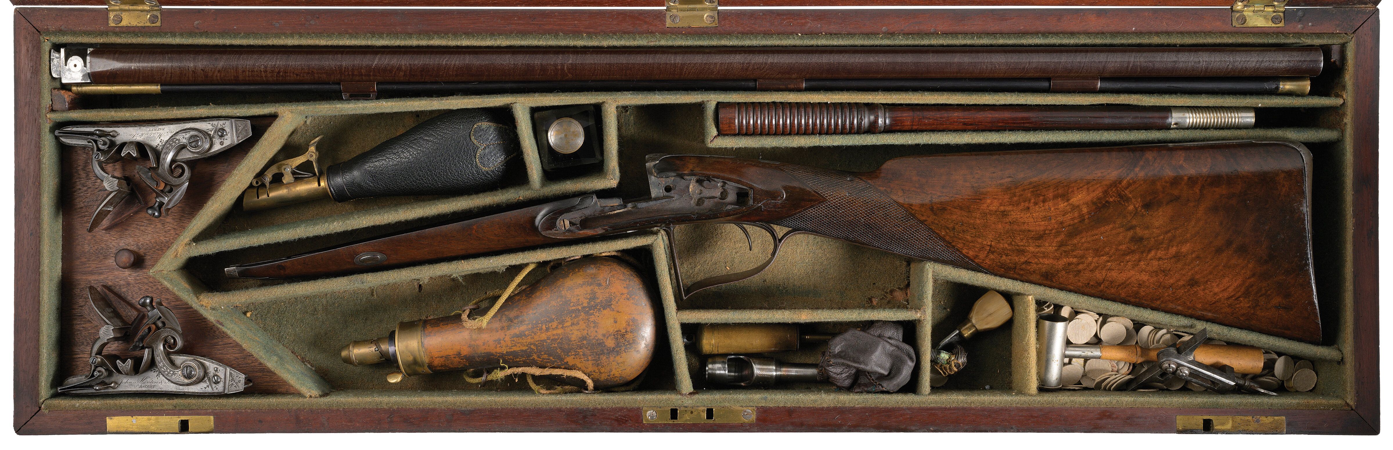 Cased John Manton & Son Flintlock Double Barrel Shotgun | Rock Island ...