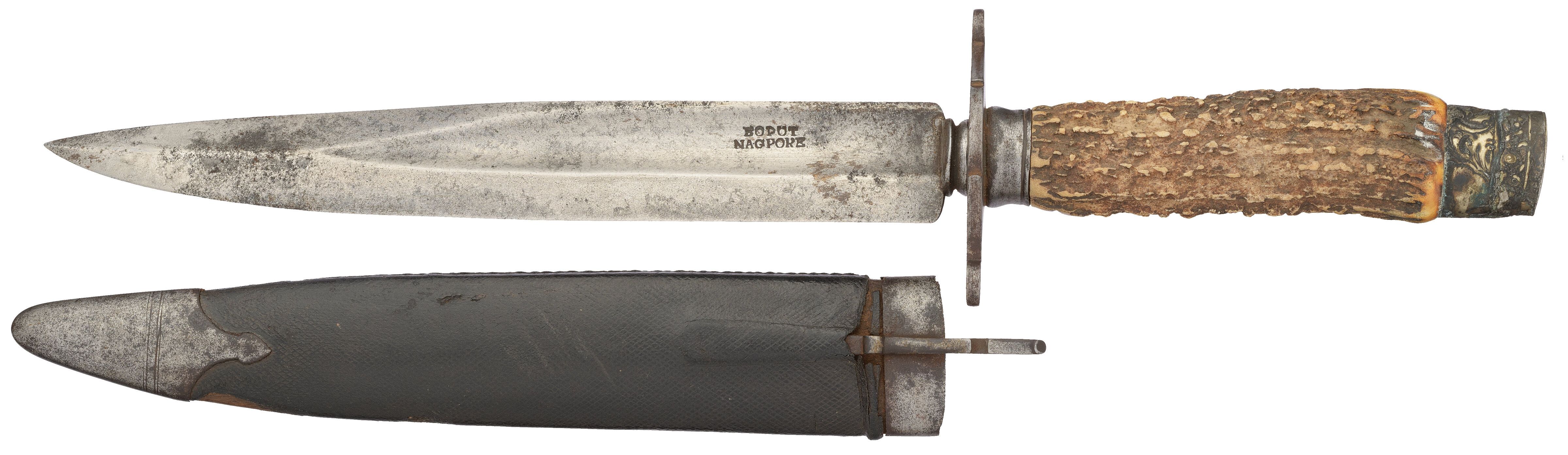 Boput of Nagpore Marked Hunting Knife with Latching Sheath | Rock ...