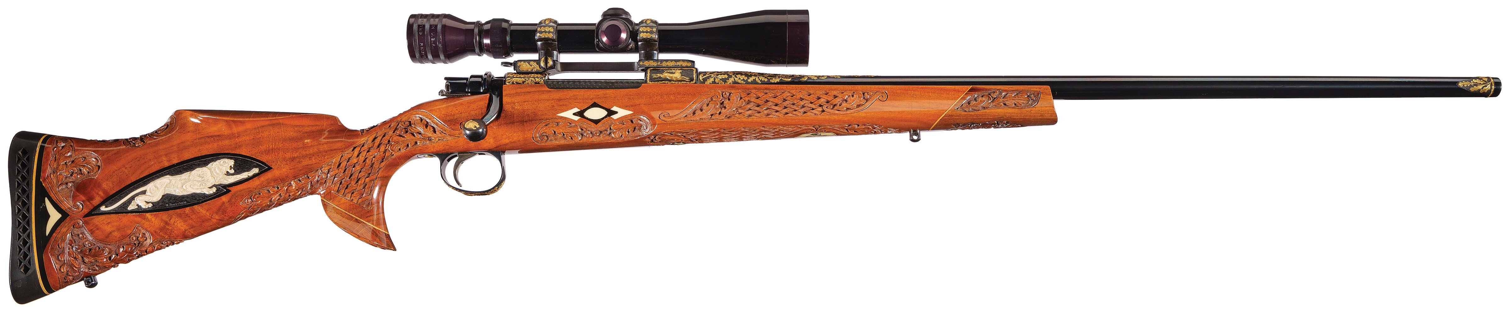 Scoped Winslow Arms Emperor Grade Rifle with Carved Stock | Rock Island ...