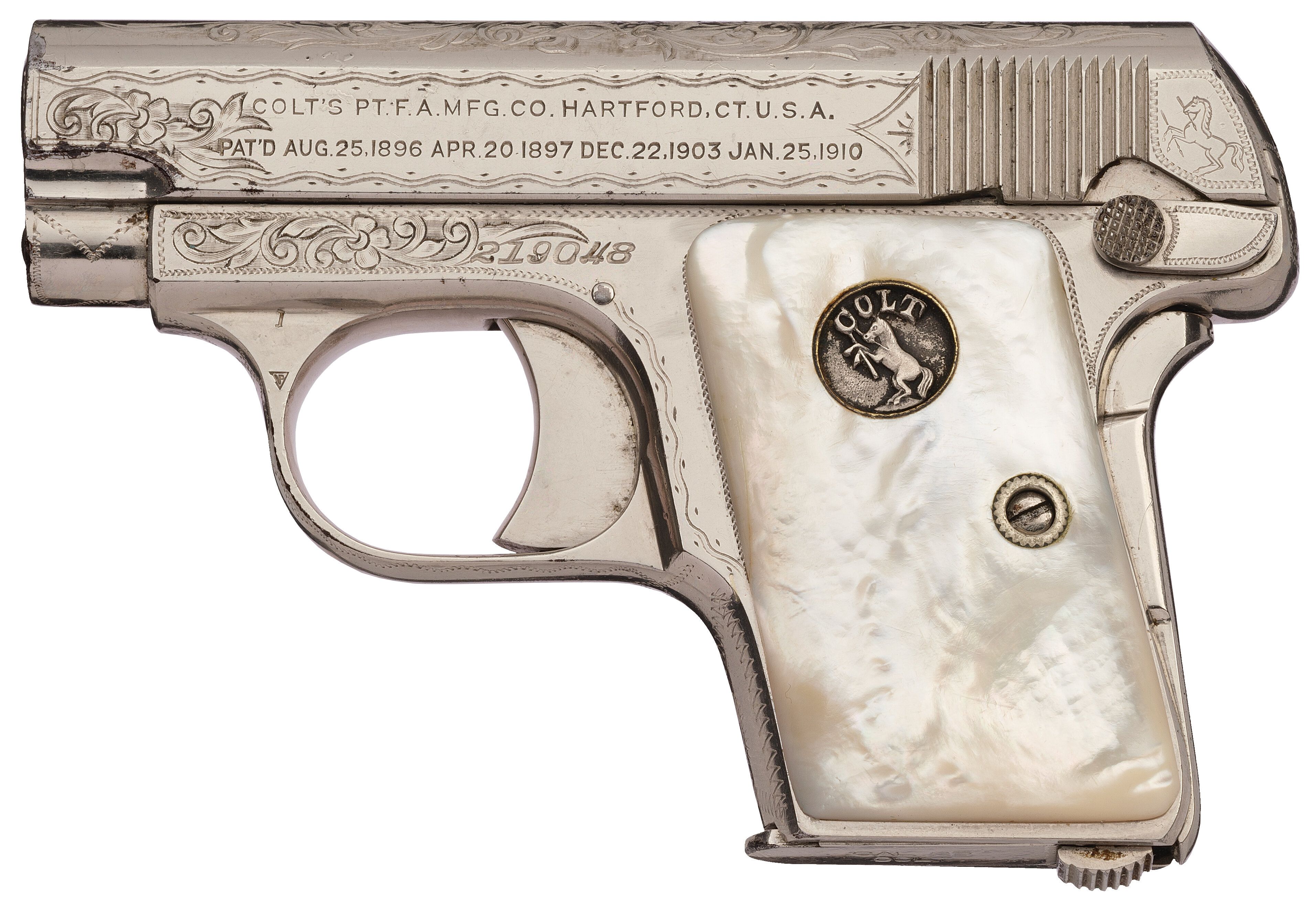 William Gough Shop Engraved Colt Model 1908 Vest Pocket Pistol | Rock ...