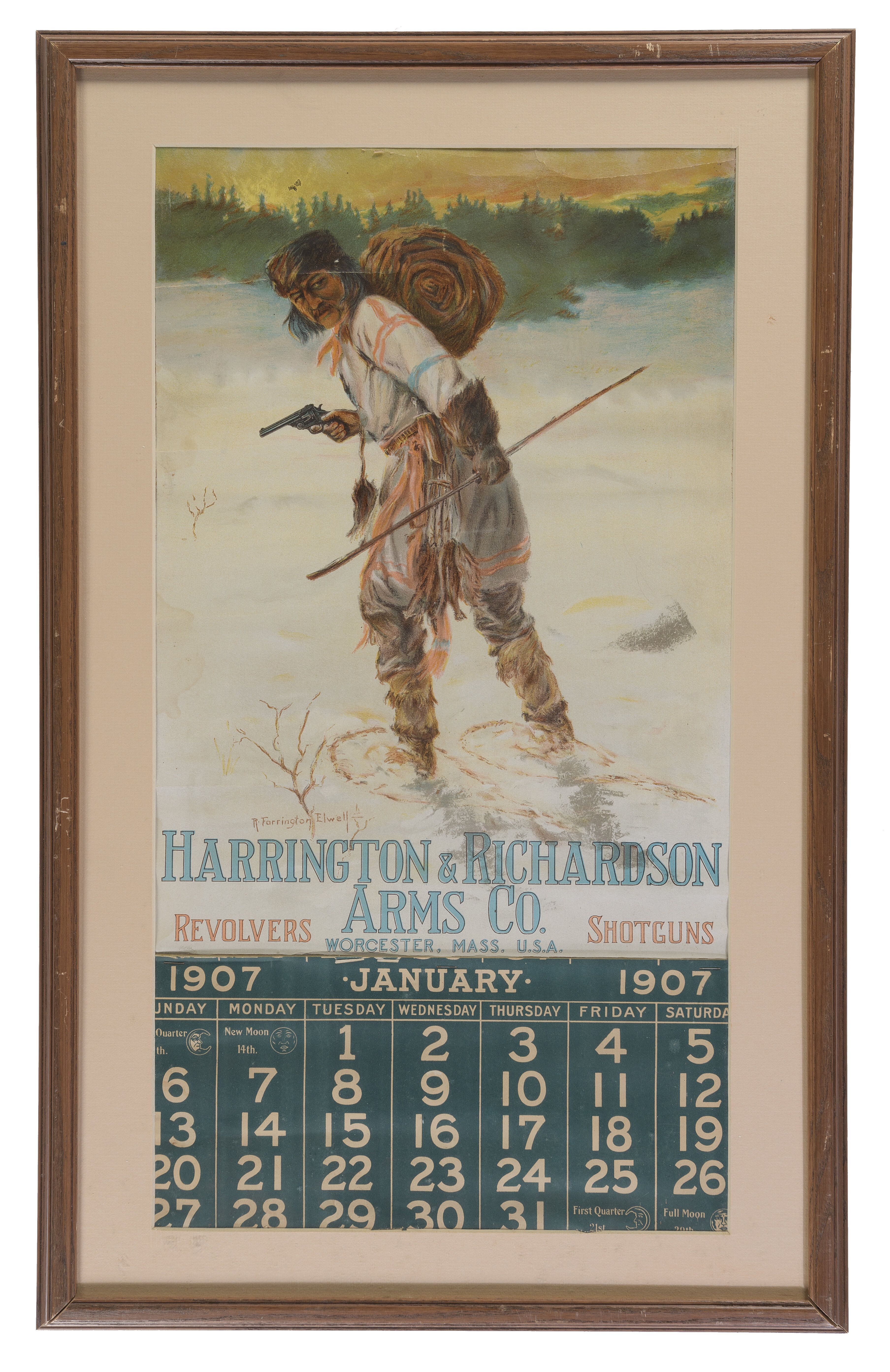 Framed 1907 Harrington & Richardson Arms Co. "Trapper" Calendar | Rock ...