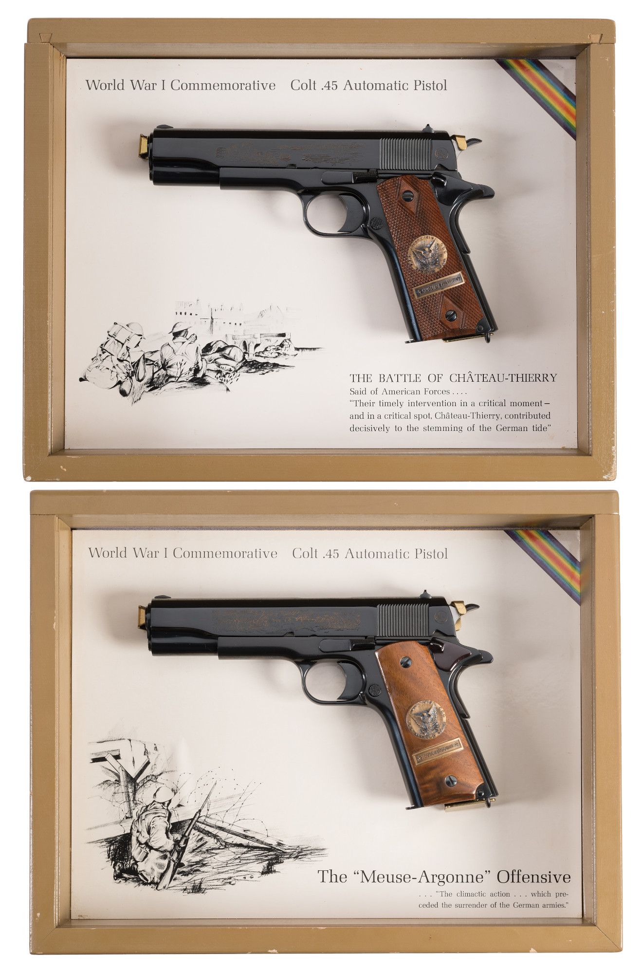 Two Colt World War I Commemorative 1911 Pistols with Cases | Rock ...