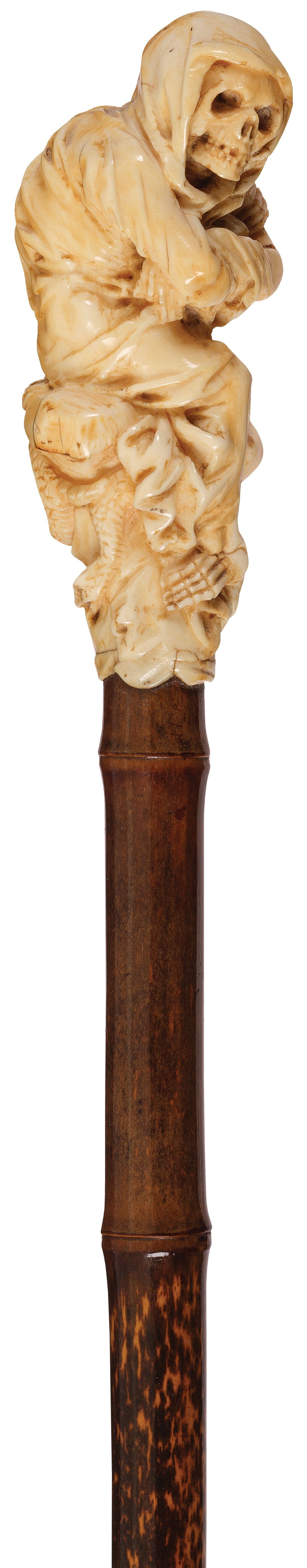 Ornate Relief Carved Impatient Death Cane | Rock Island Auction