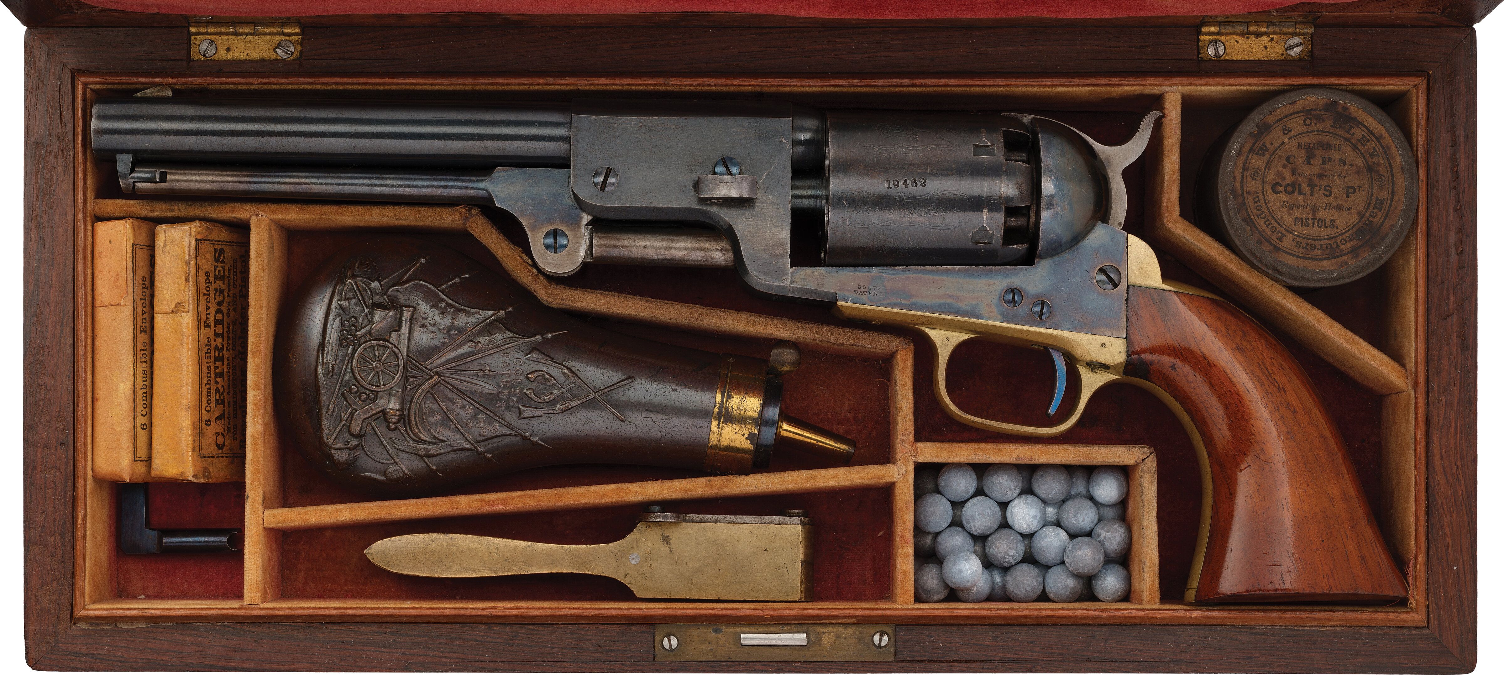 Cased 8 Inch Barrel Colt Third Model Dragoon Percussion Revolver | Rock ...