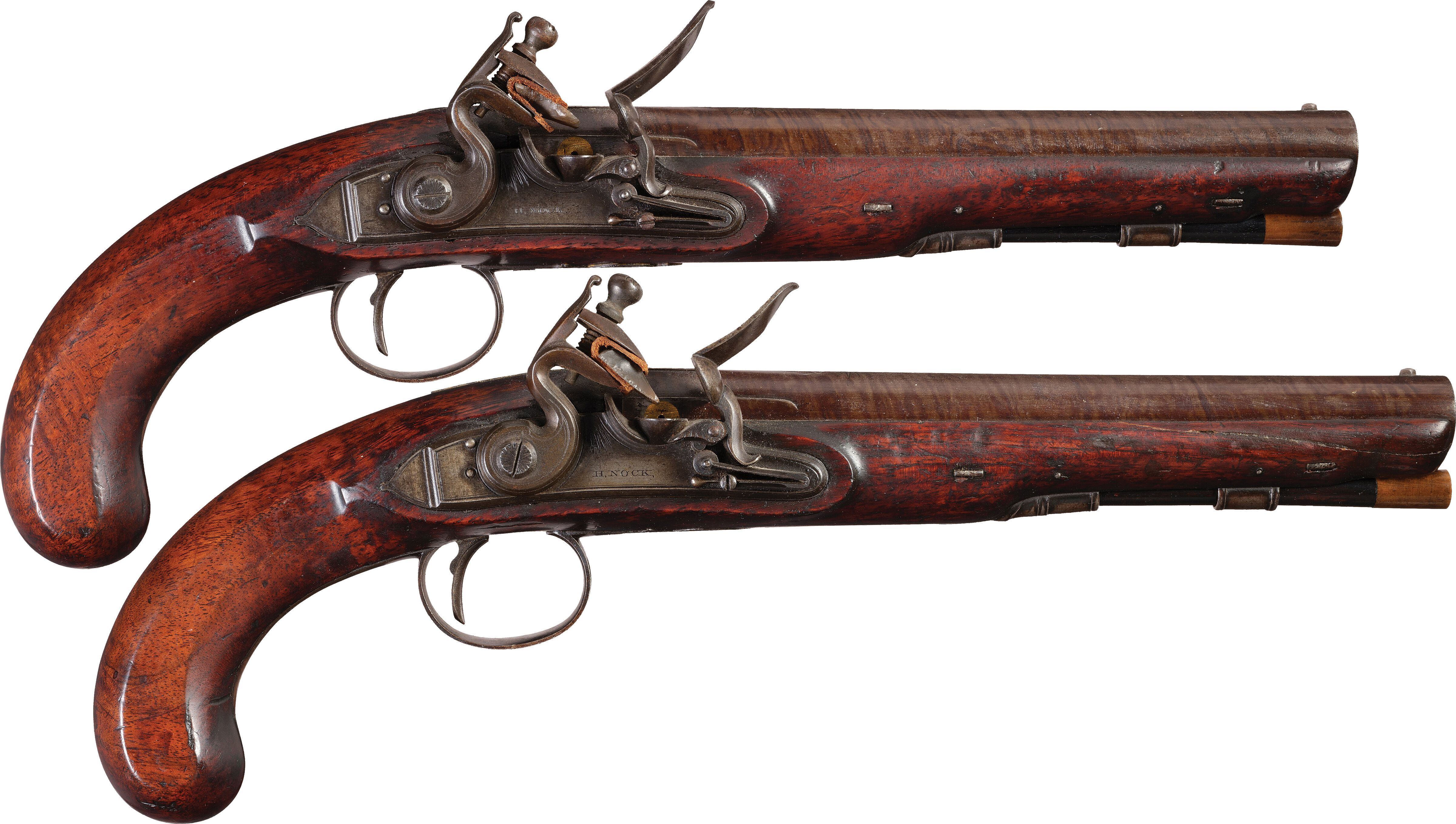 Pair of Engraved H. Nock Flintlock Officer's Pistols | Rock Island Auction