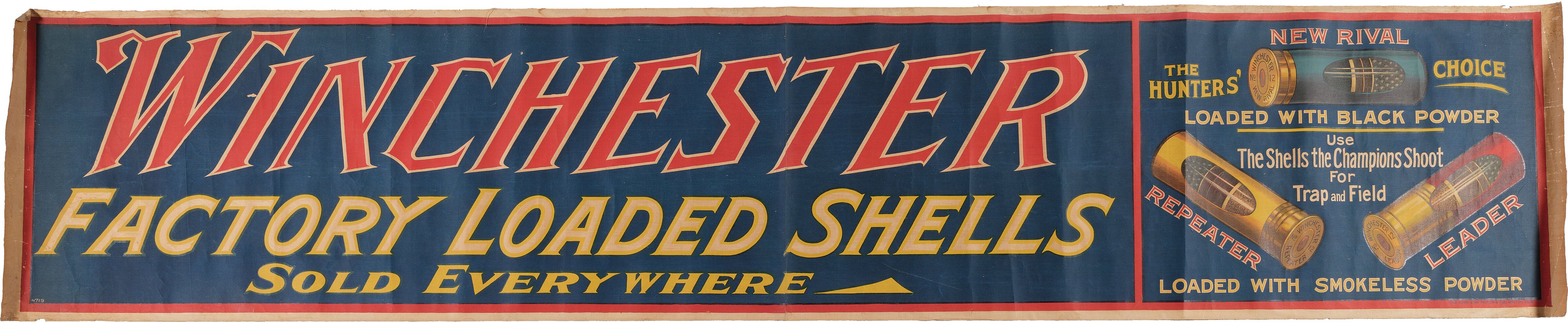 Winchester Factory Loaded Shotshell Linen Advertising Banner | Rock ...